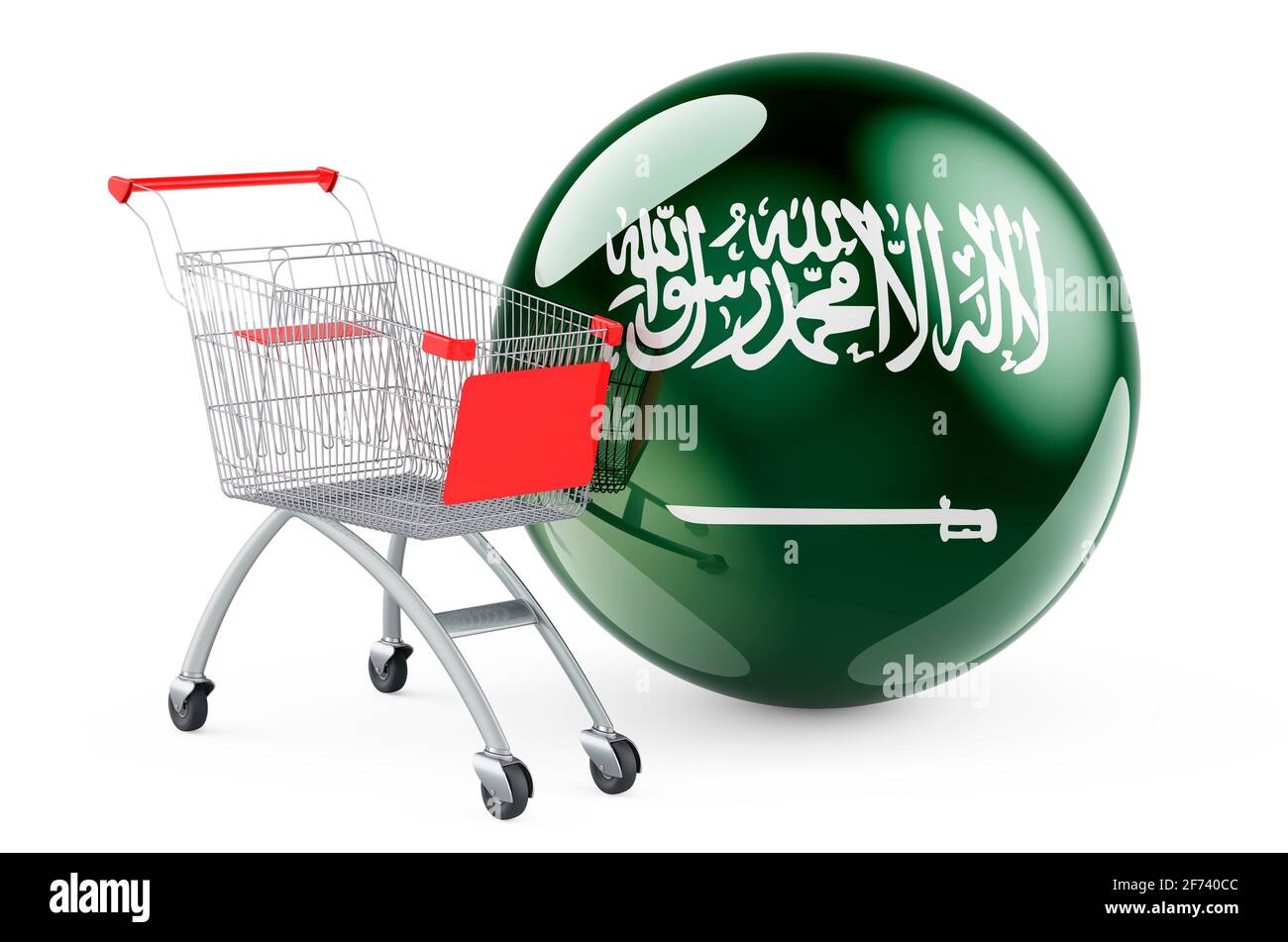 Shopping cart with Saudi Arabian flag. Shopping in Saudi Arabia concept ...