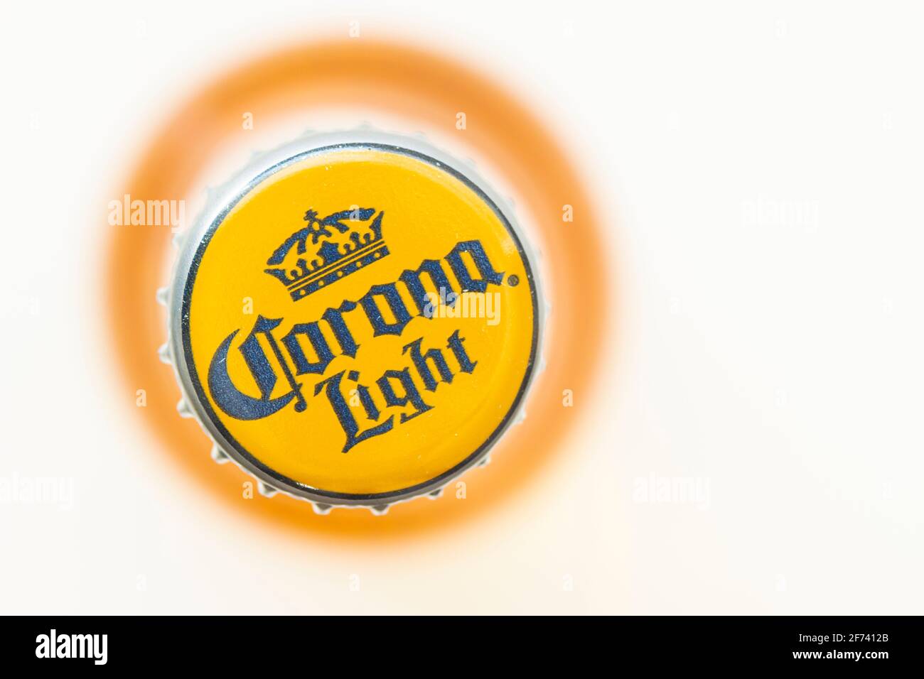 Calgary, Alberta, Canada. March 3, 2021. Top view of a corona light ...