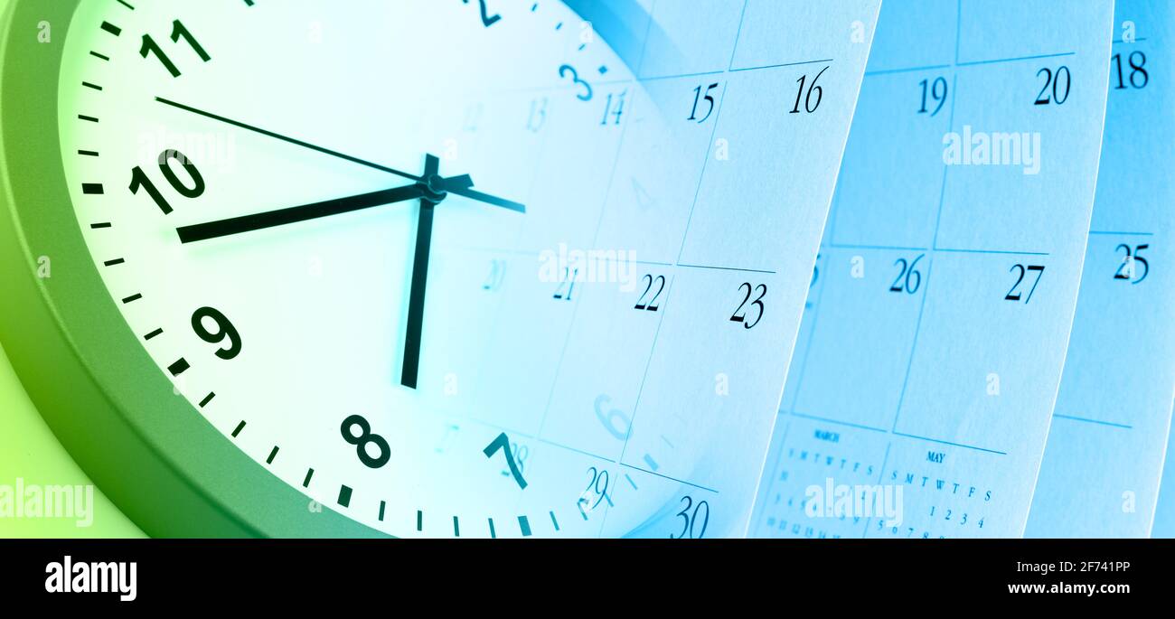 Clock face and calendar composite Stock Photo - Alamy