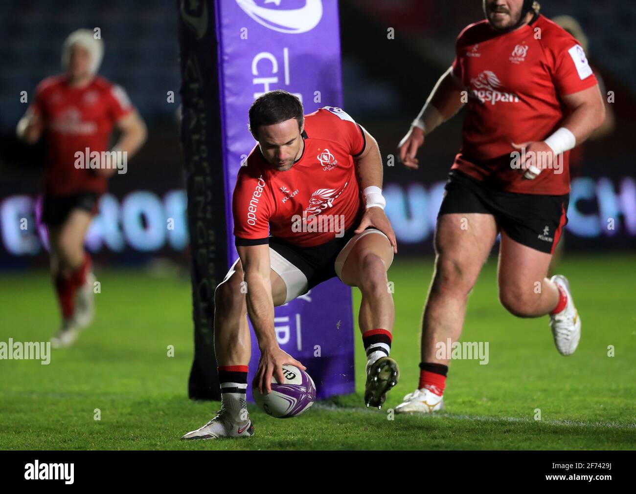 Ulster Rugby's Alby Mathewson scores his side's seventh try of the game ...