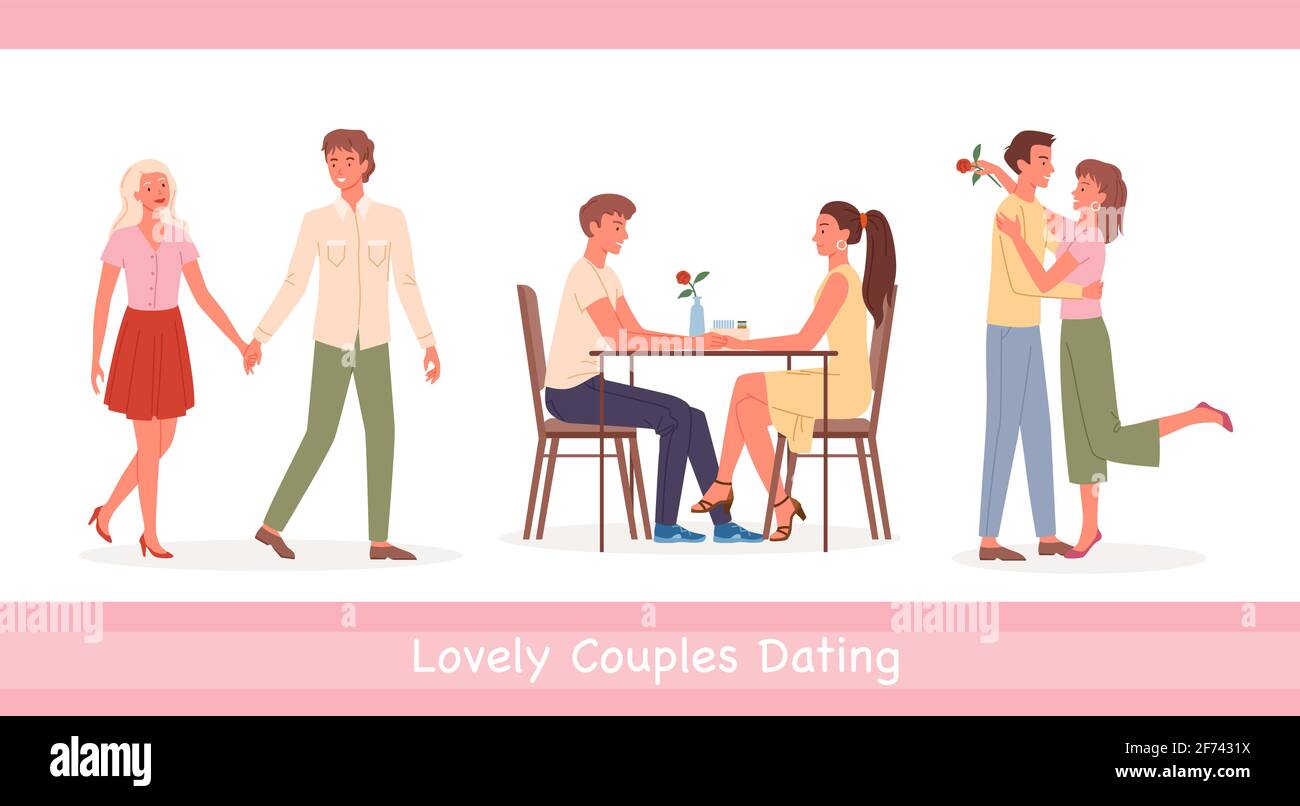 Vector cartoon couple holding hands hi-res stock photography and images ...