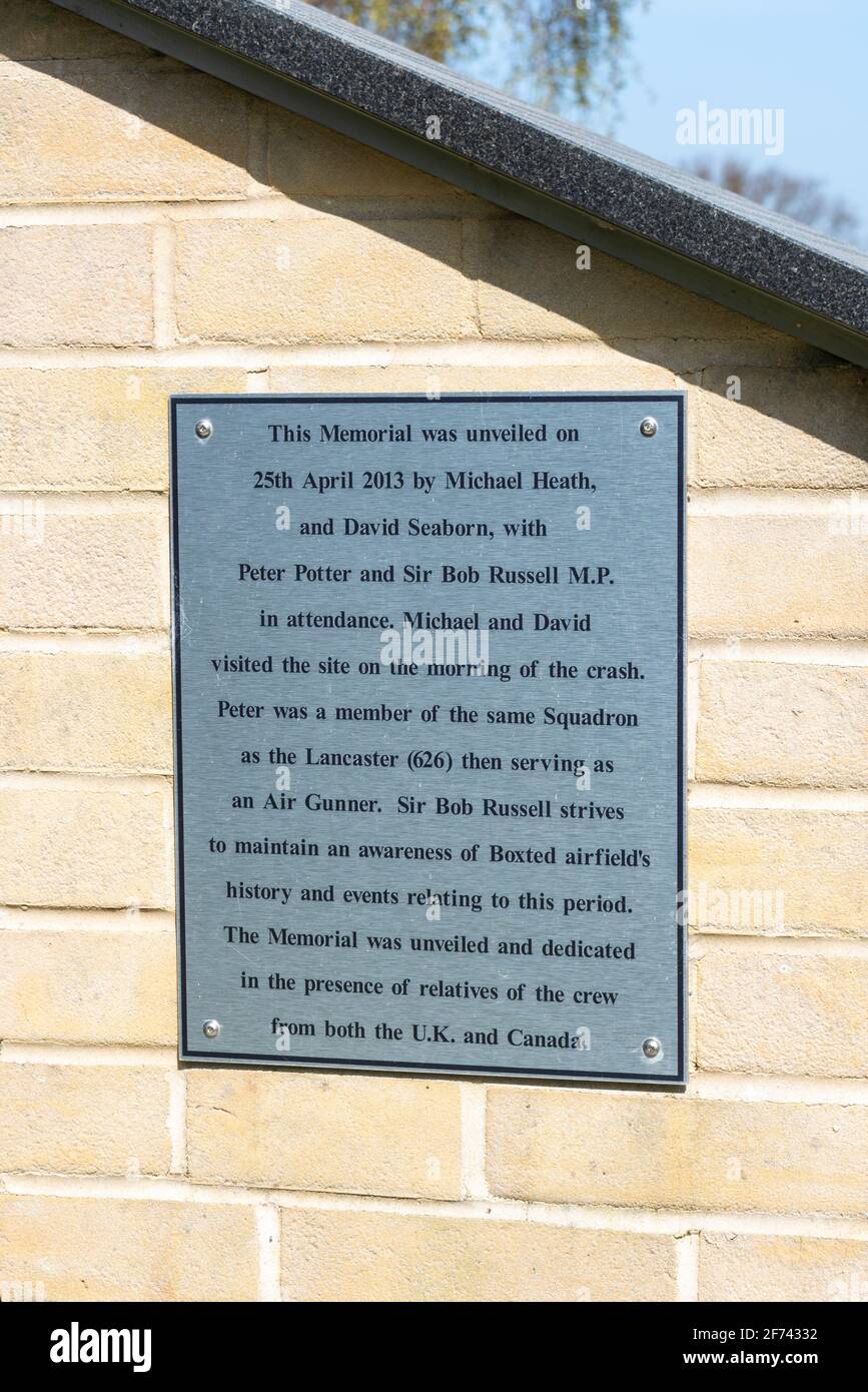 Memorial to the crew members killed in the crash of a wartime RAF Avro ...