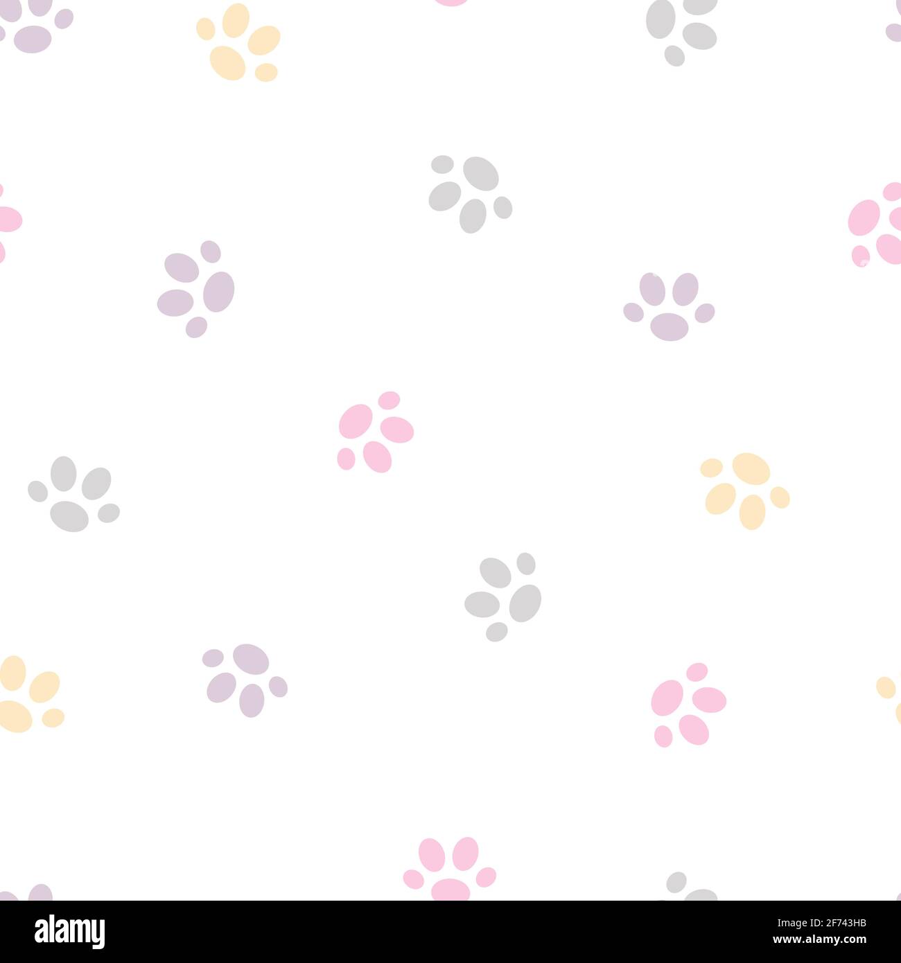 Simple cat paw prints seamless pattern vector illustration, domestic ...