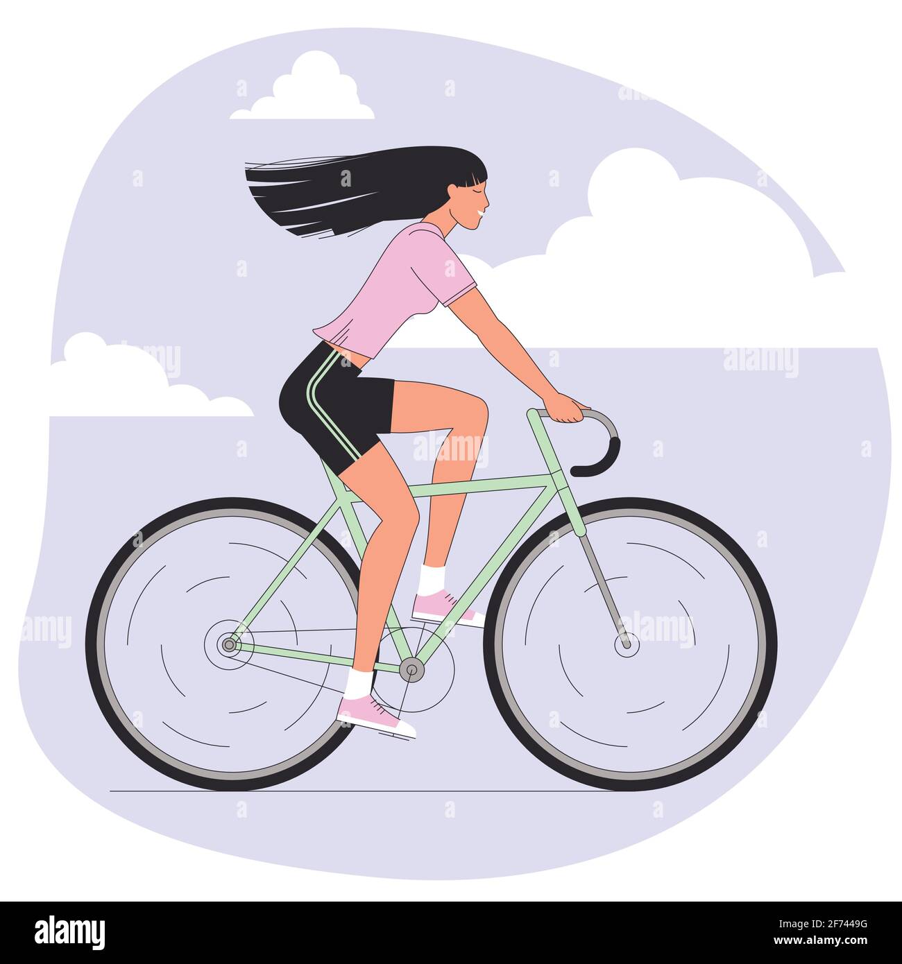 female character riding bicycle Stock Vector Image & Art - Alamy