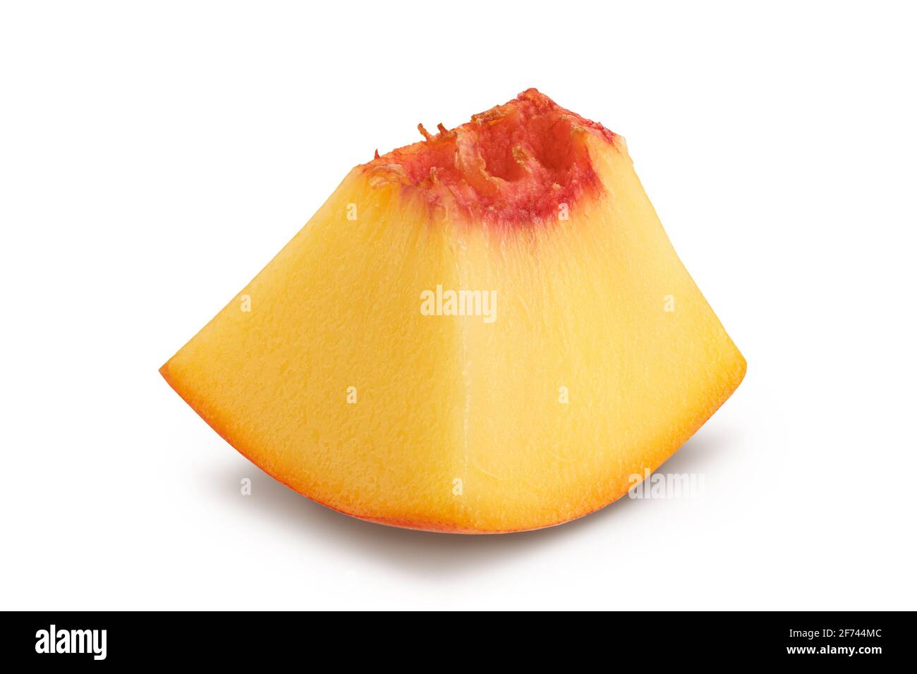 Ripe peach fruit piece isolated on white background with clipping path ...