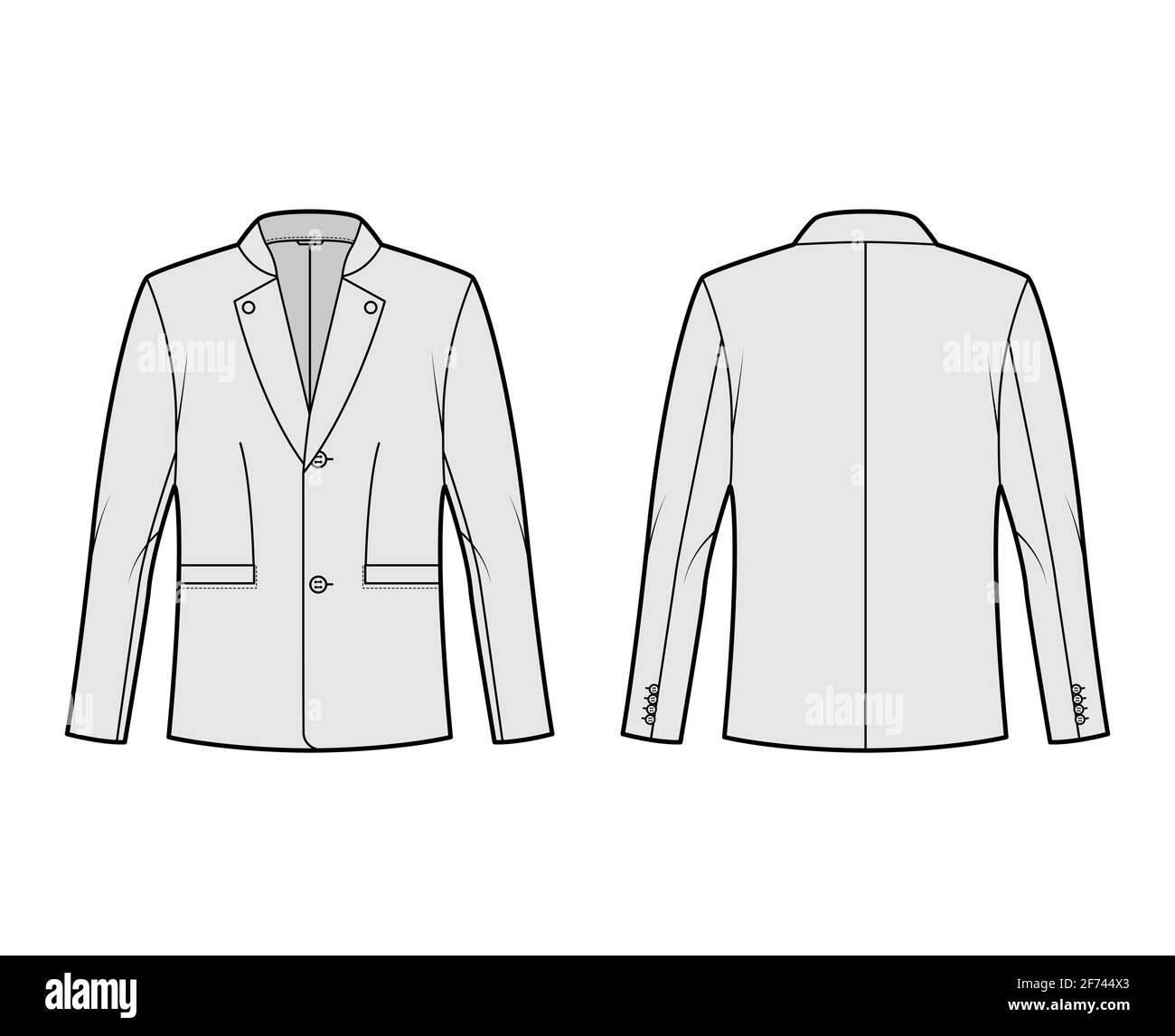 Tyrolean jacket tuxedo technical fashion illustration with long sleeves ...