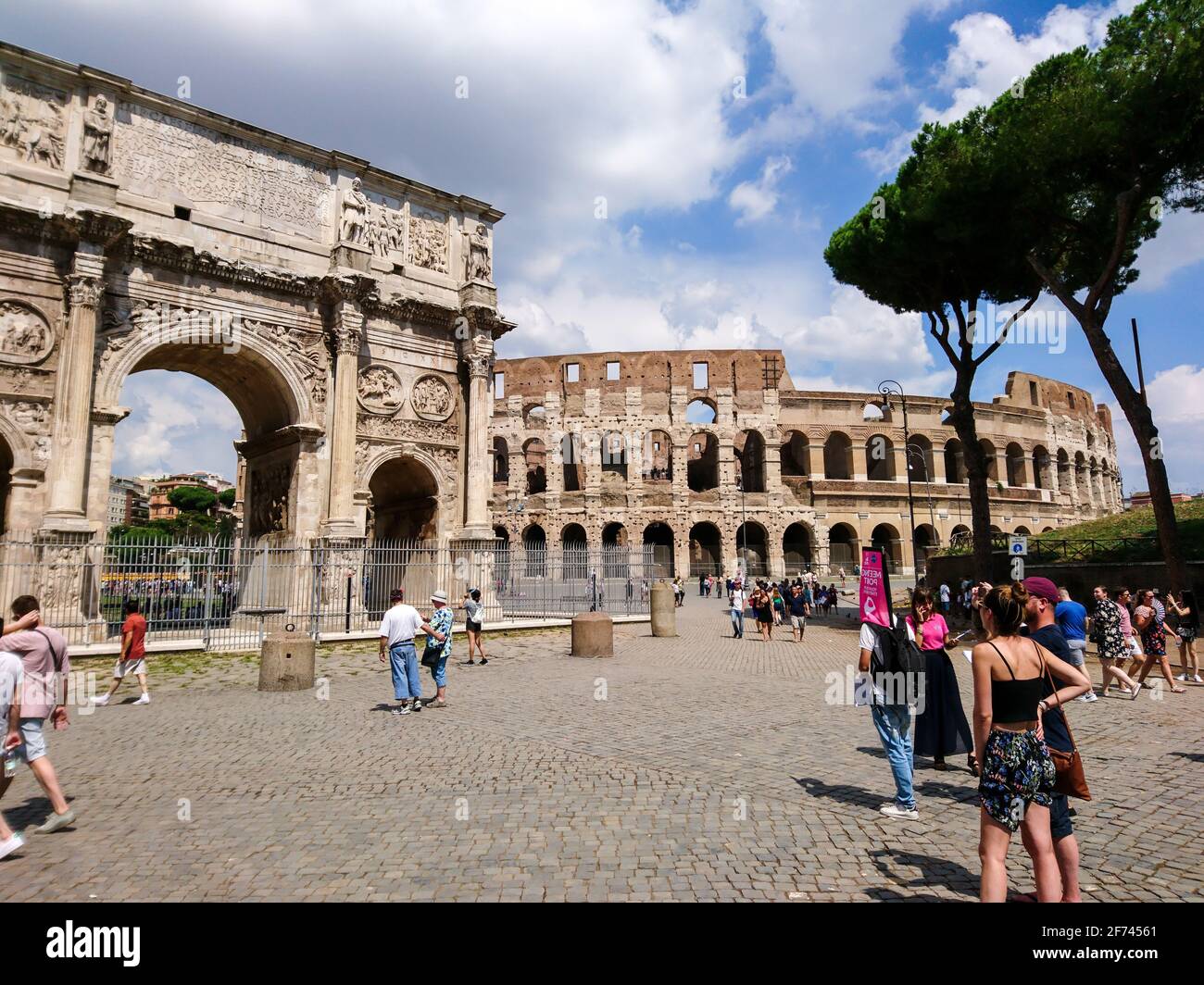 Rome, Italy - August 18, 2019: Arch of Constantine and Colosseum in ...