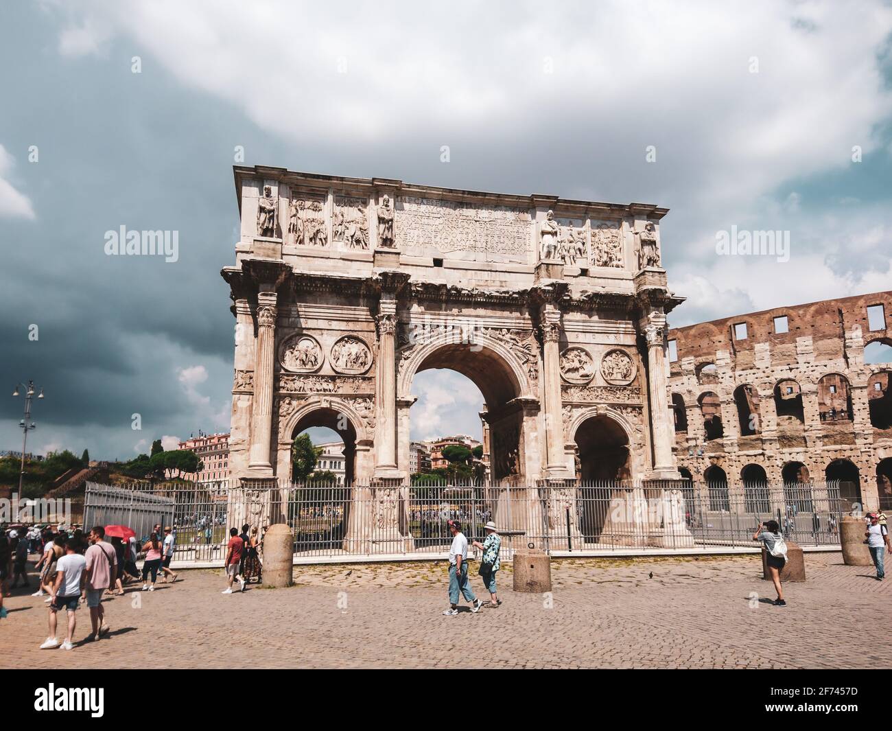 Rome, Italy - August 18, 2019: Arch of Constantine near Colosseum ...