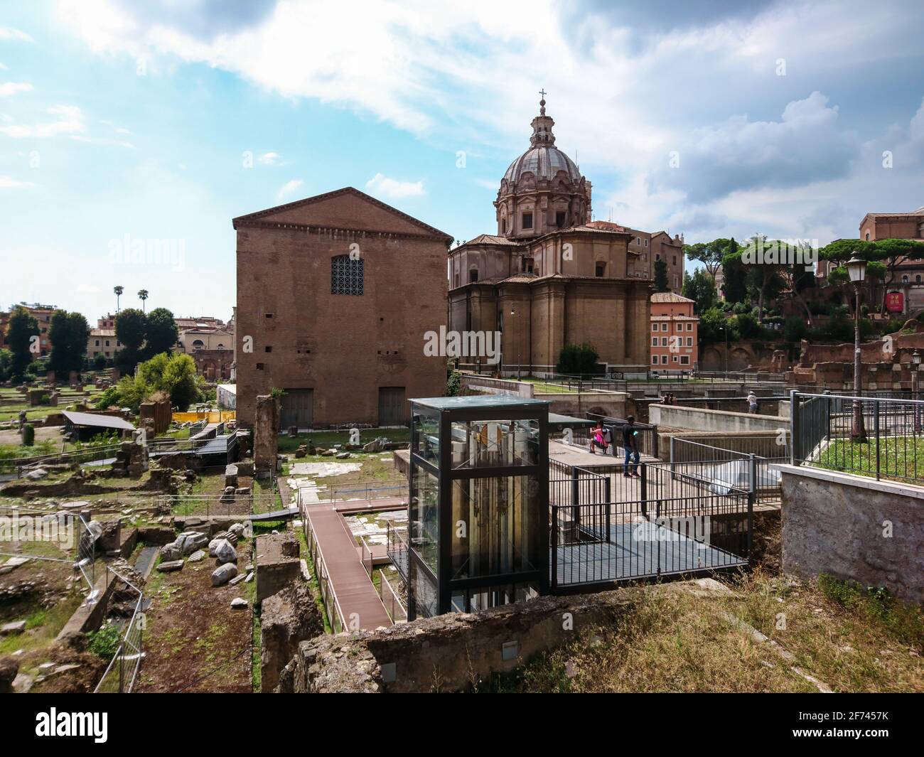 Rome, Italy - August 18, 2019: Roman Forum view of Chiesa Santi Luca e ...