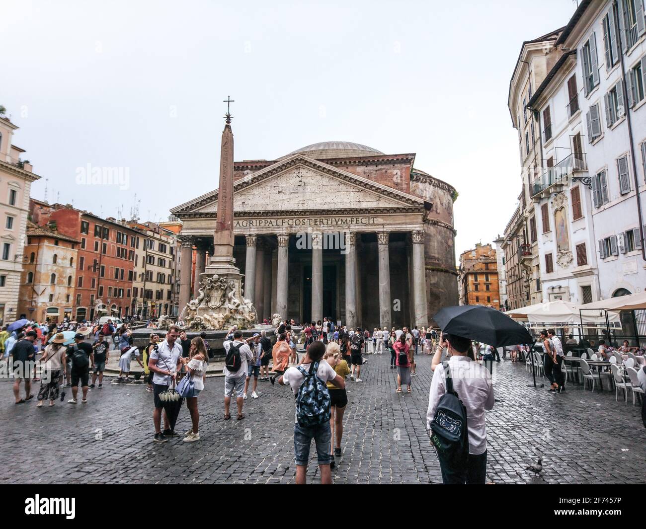 Rome, Italy - August 18, 2019: Pantheon street view. Famous antic ...