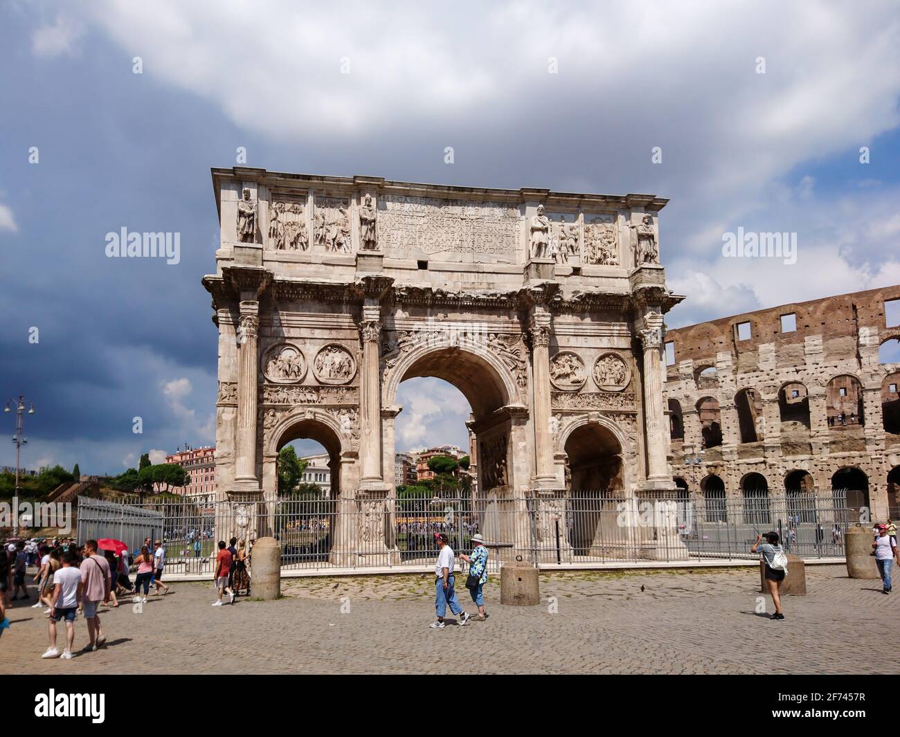 Rome, Italy - August 18, 2019: Arch of Constantine near Colosseum ...