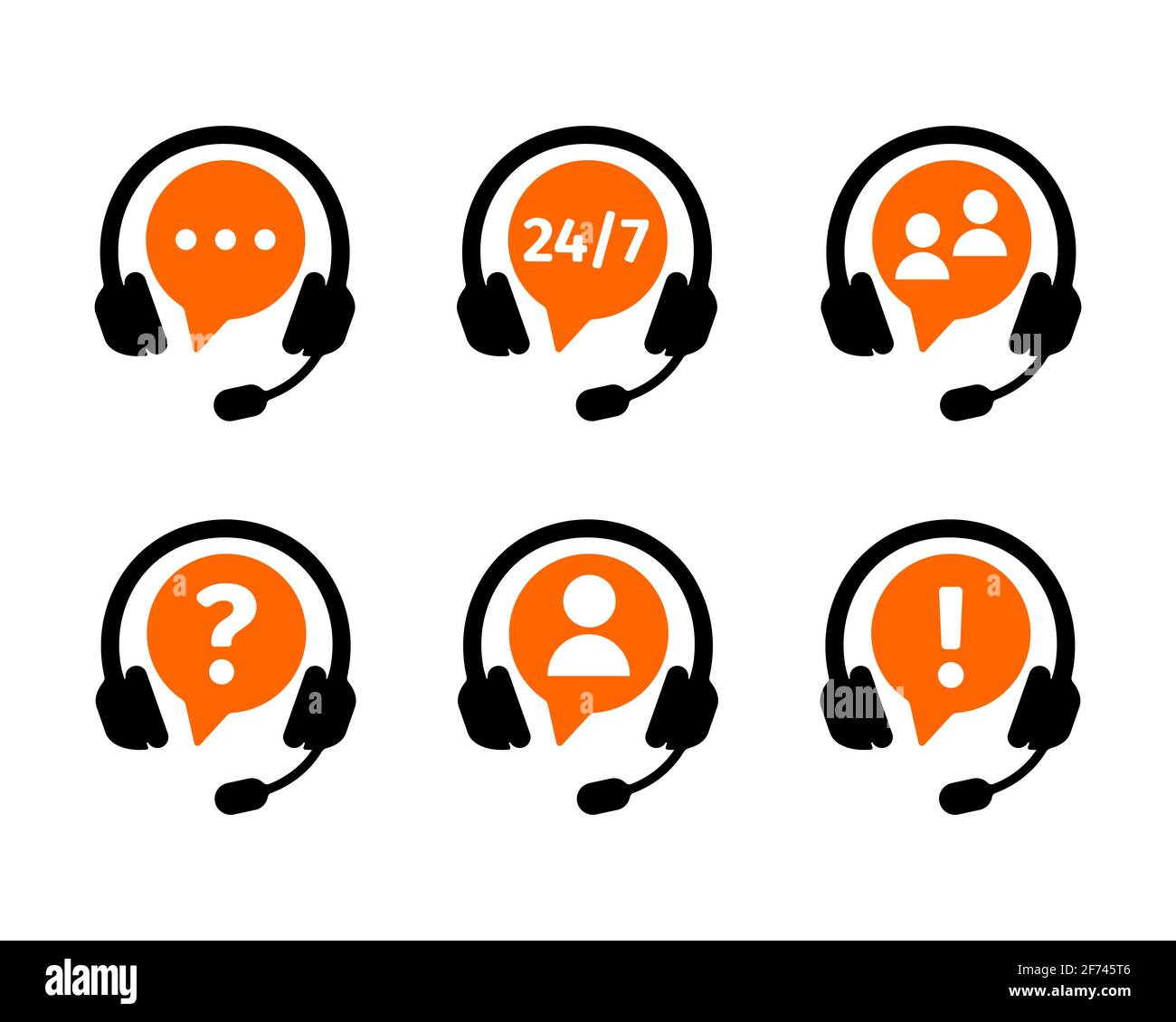 Customers support online service icons set. Call center symbols with ...