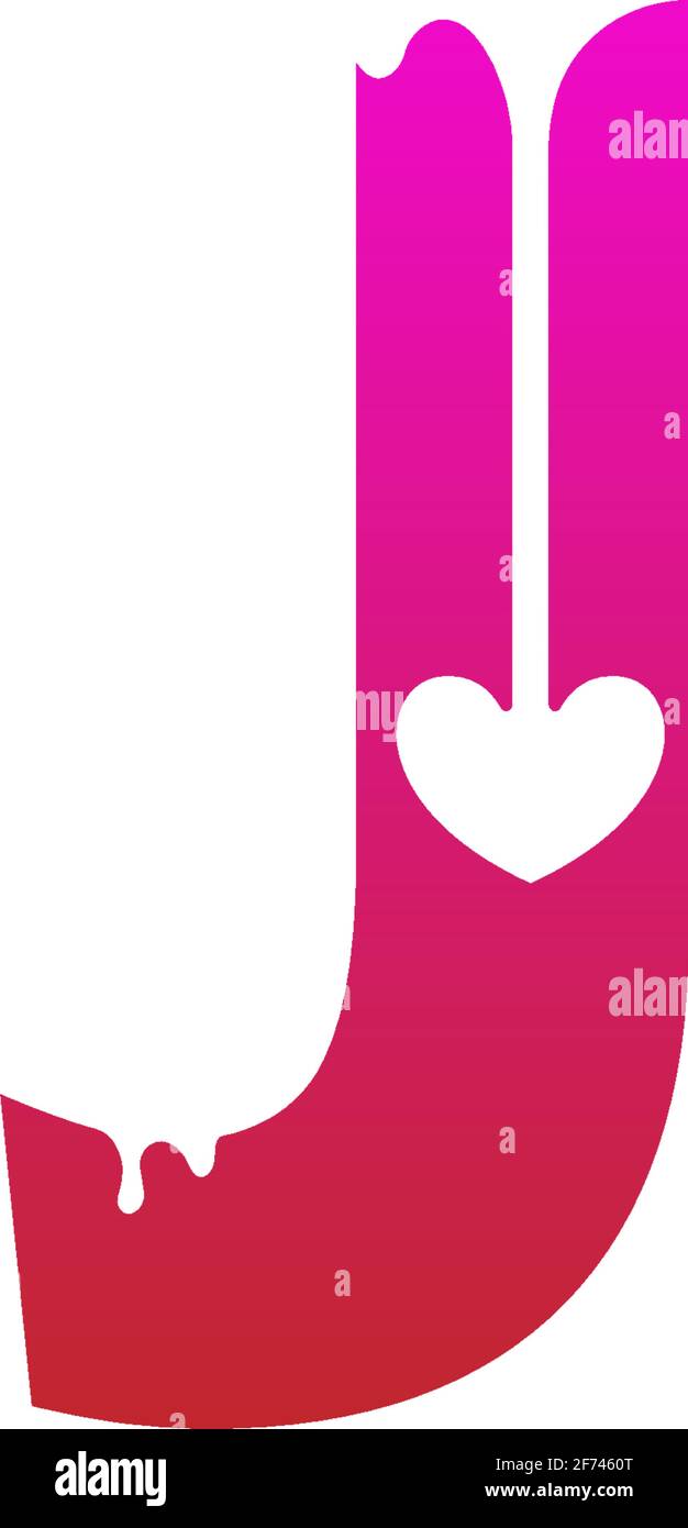 Letter J logo icon with melting love symbol design template vector ...