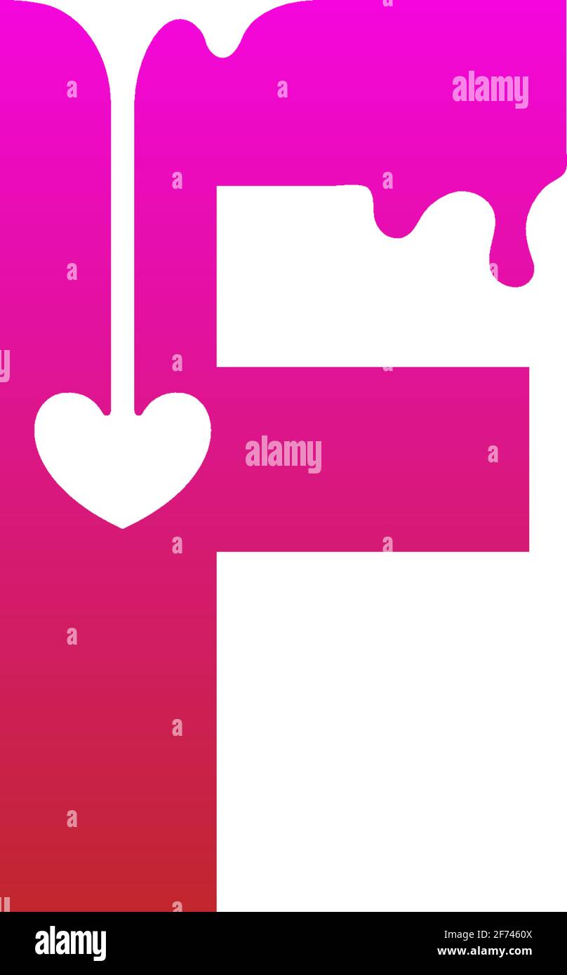 Letter F logo icon with melting love symbol design template vector ...