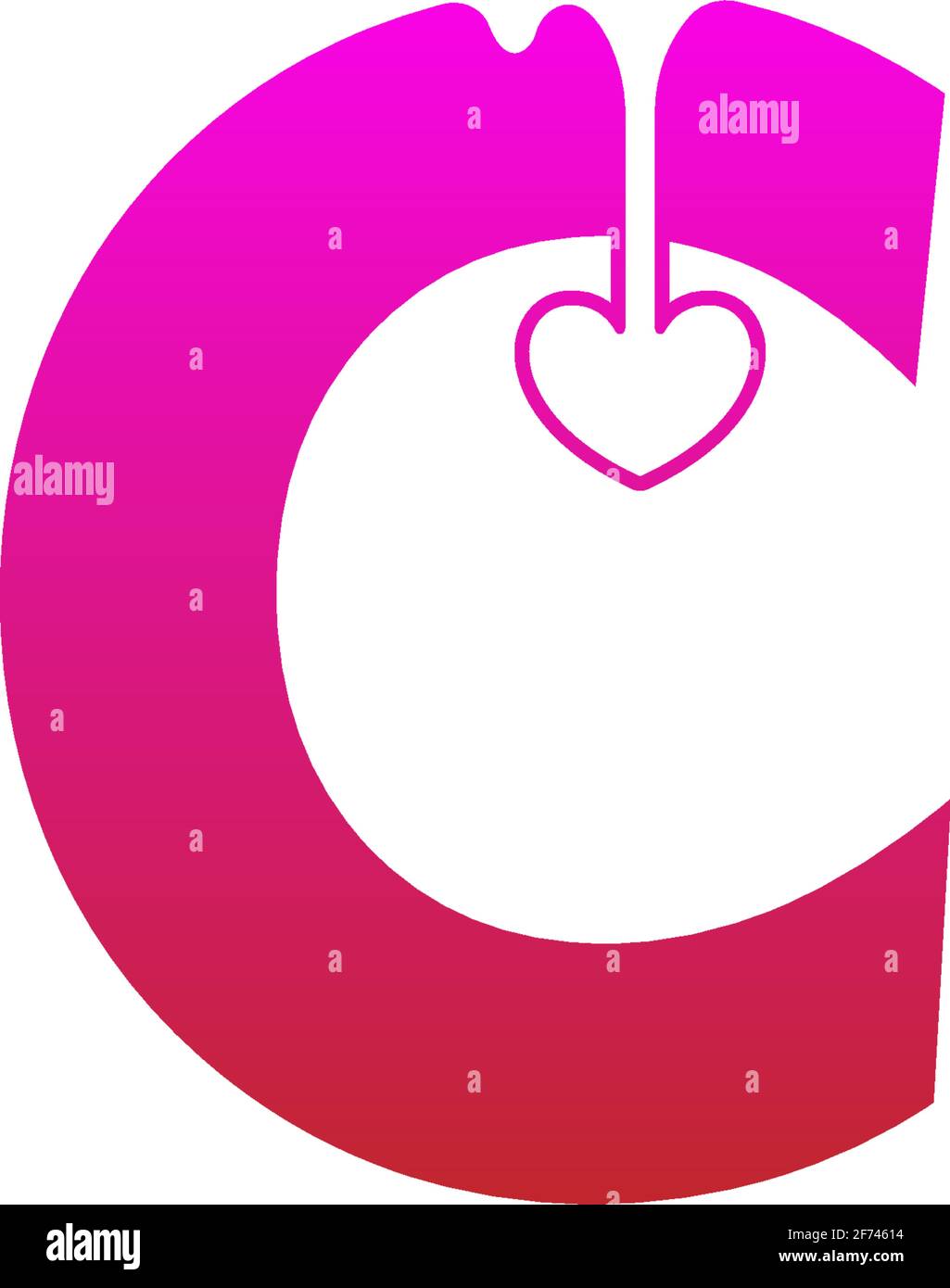 Letter C logo icon with melting love symbol design template vector ...