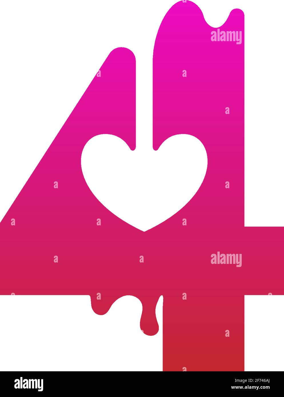 Number 4 logo icon with melting love symbol design template vector ...