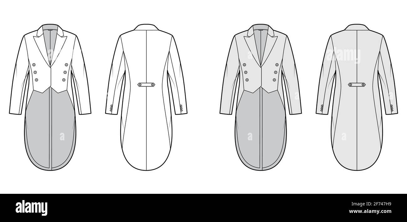 Dinner jacket tuxedo technical fashion illustration with double ...