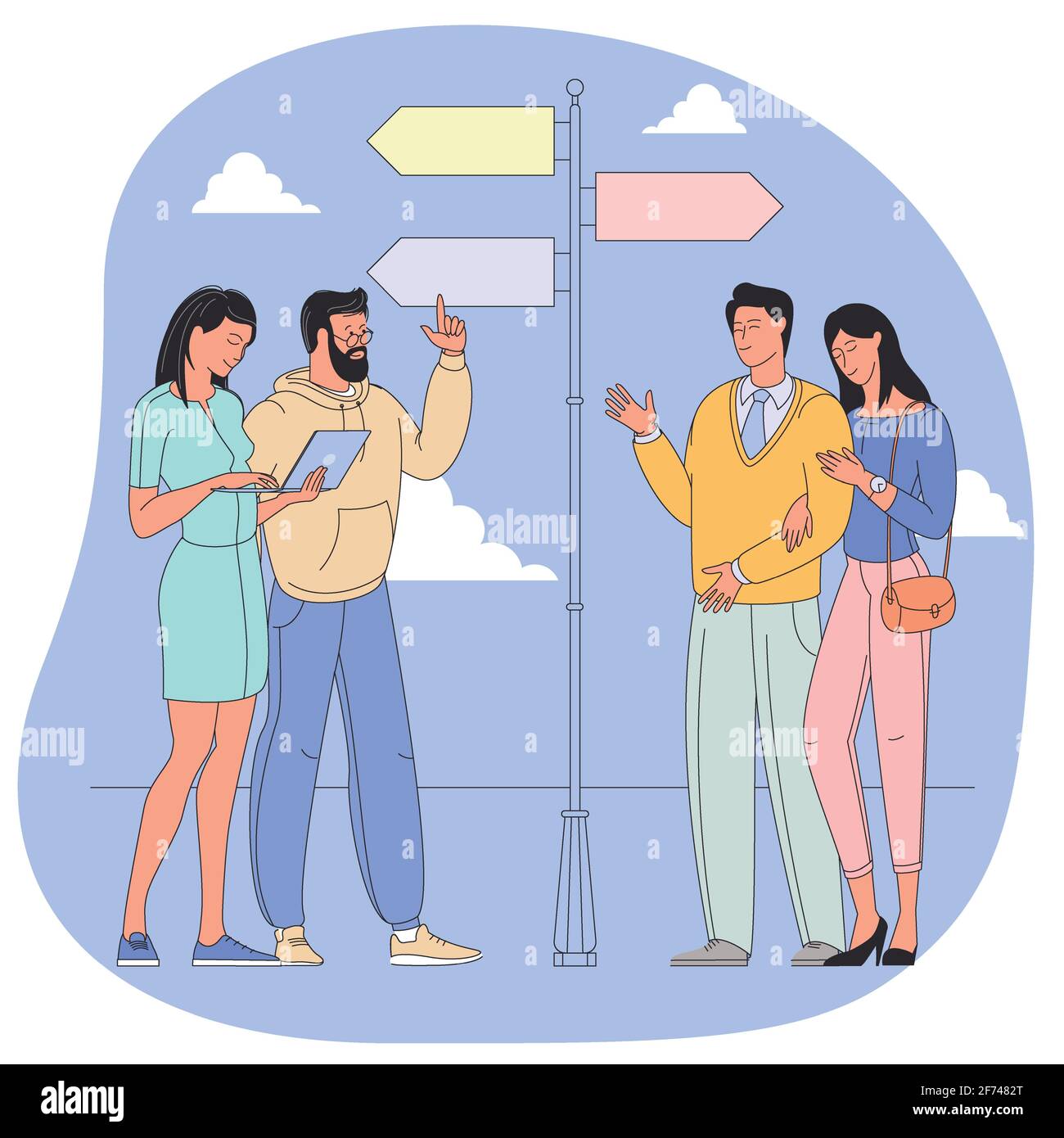 Woman map choosing direction Stock Vector Images - Alamy