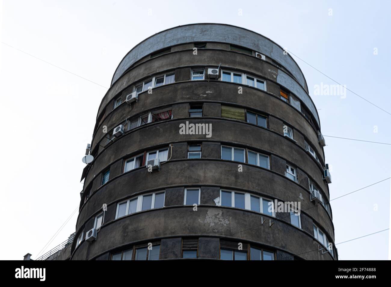 The top of Technoimport building in brutalist and social modernism ...