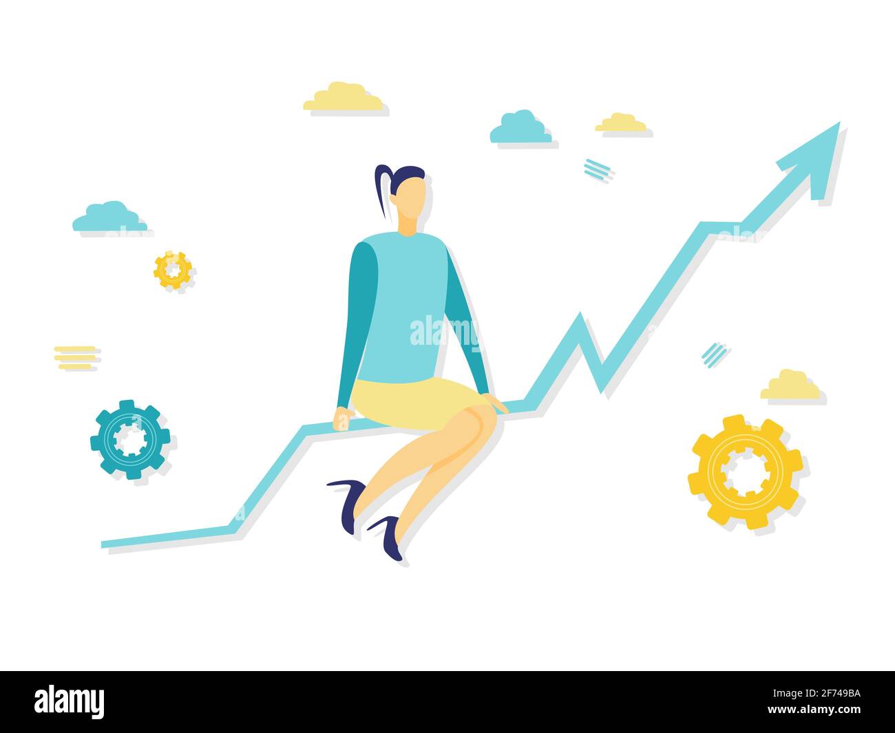 Flat illustration of business and economics concept - smiling business ...