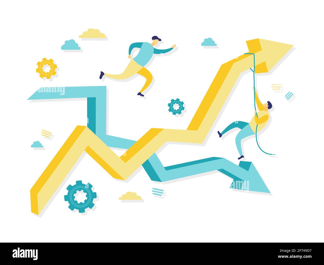 Flat illustration Business concept of both crisis and recovery with ...