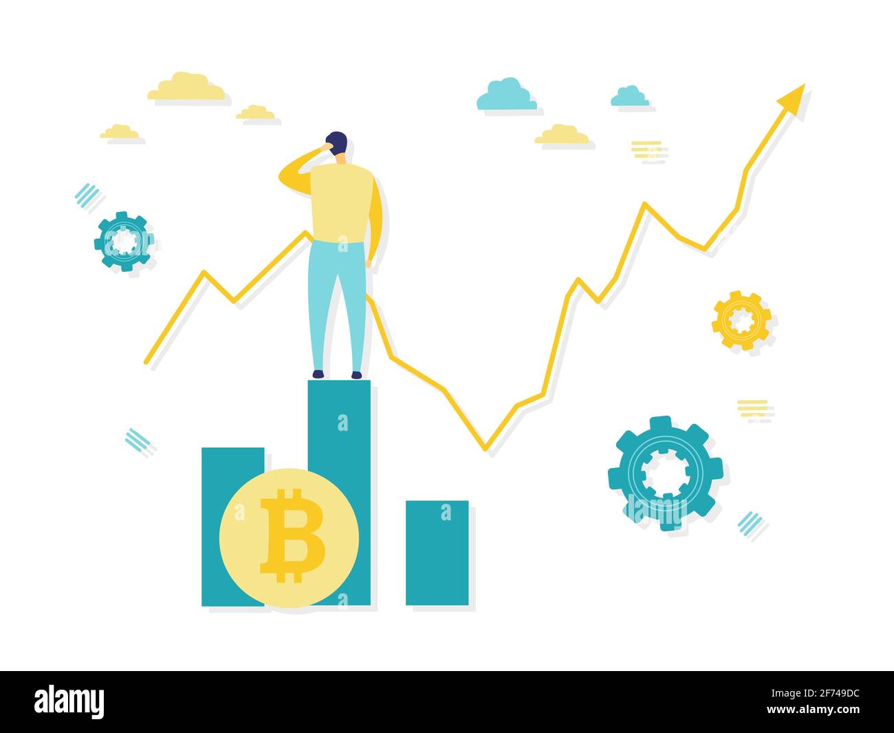 Rising graph flat white Cut Out Stock Images & Pictures - Alamy
