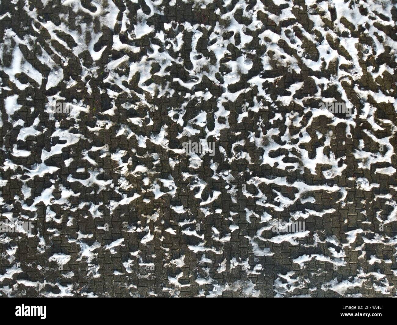 Aerial view of footsteps in the snow Stock Photo - Alamy
