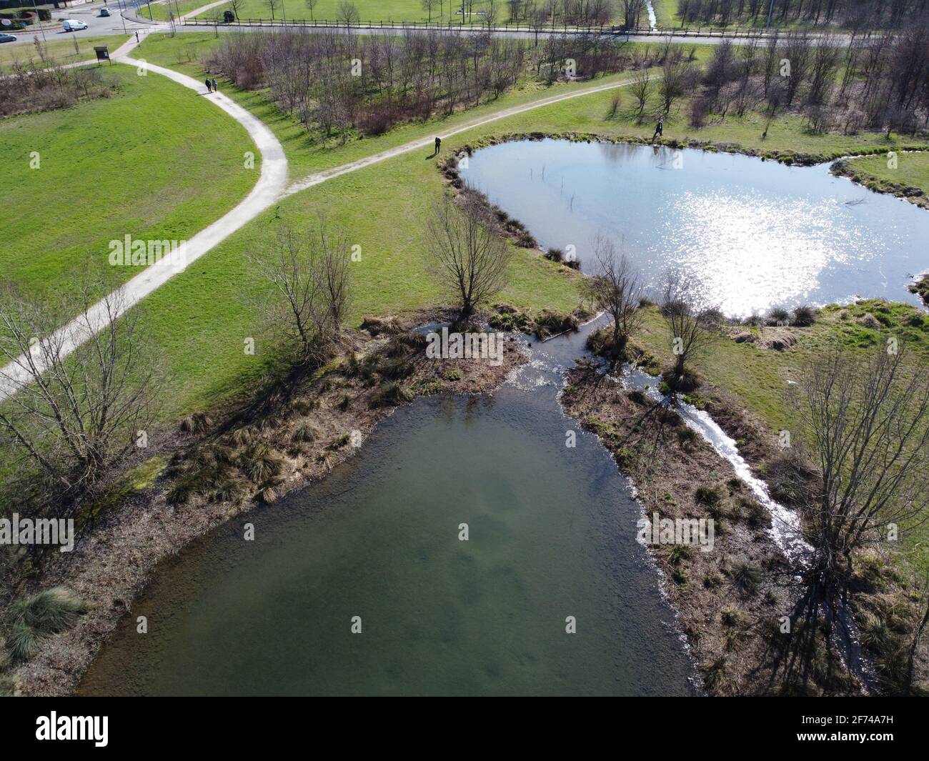 Aerial view of a natural park with water springs Stock Photo - Alamy