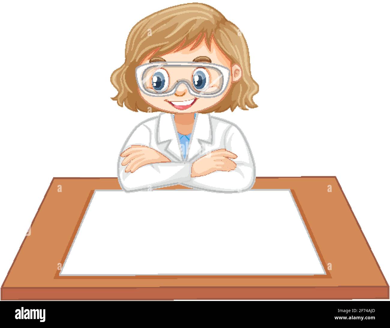 Scientist girl uniform with blank paper on the table illustration Stock ...