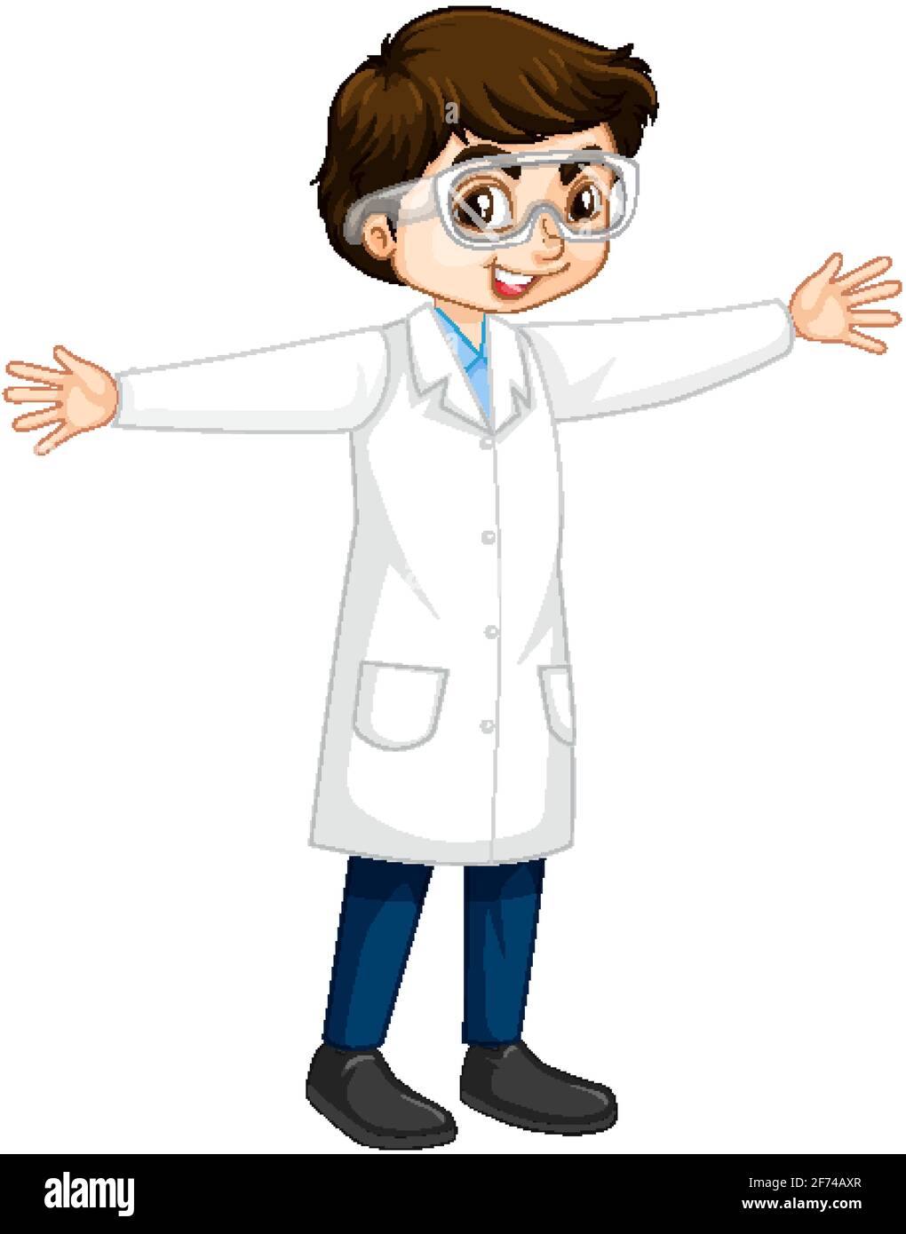 A boy cartoon character wearing laboratory coat illustration Stock ...