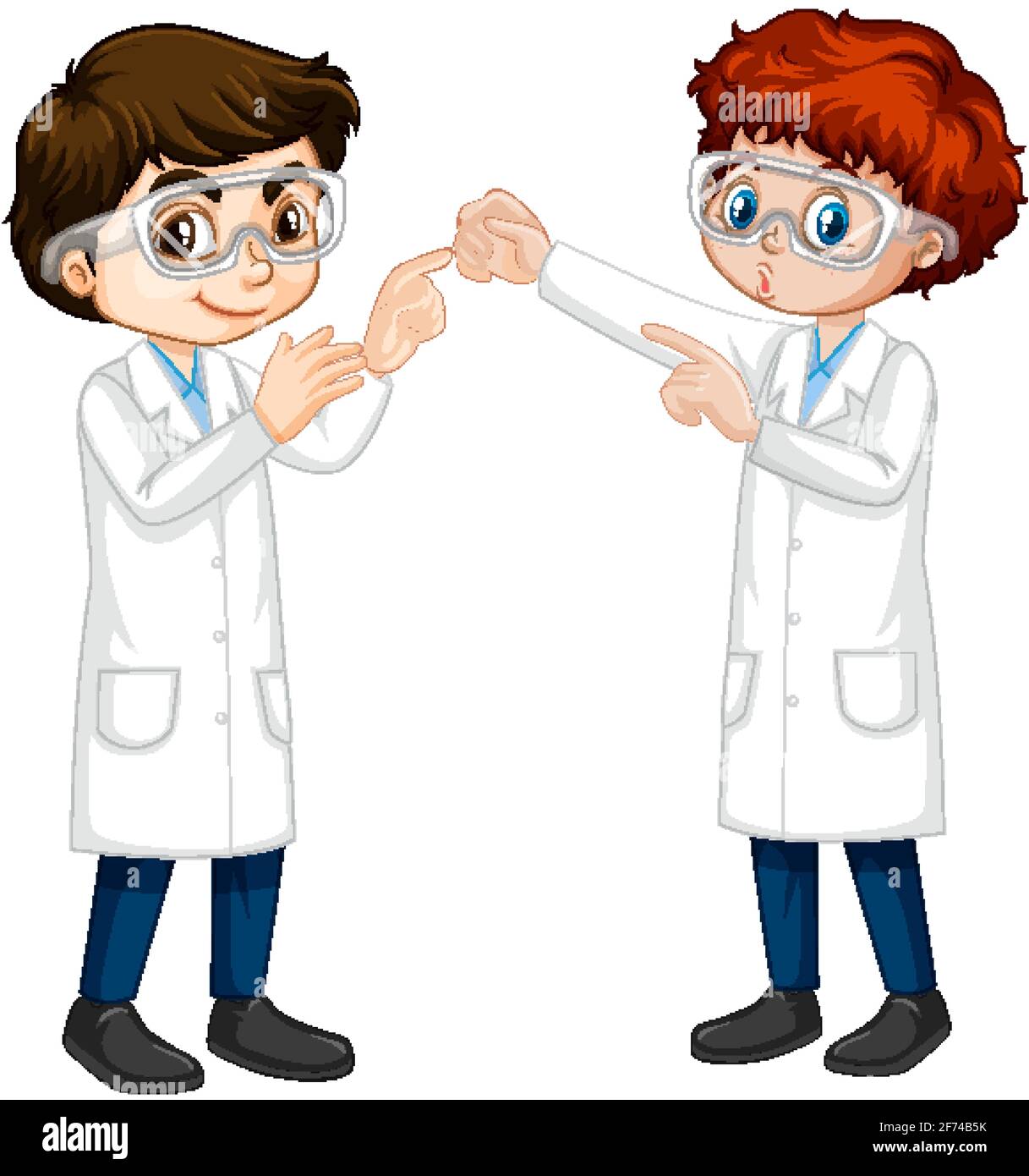 Two young scientist talking each other illustration Stock Vector Image ...