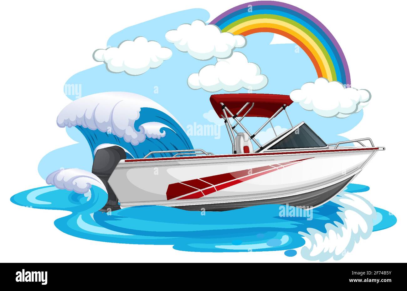 A speed boat in the sea on white background illustration Stock Vector ...