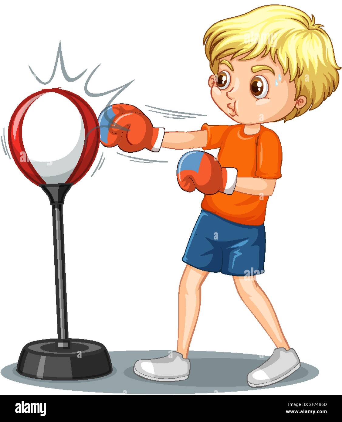 Cartoon character of a boy punching reflex bag illustration Stock ...