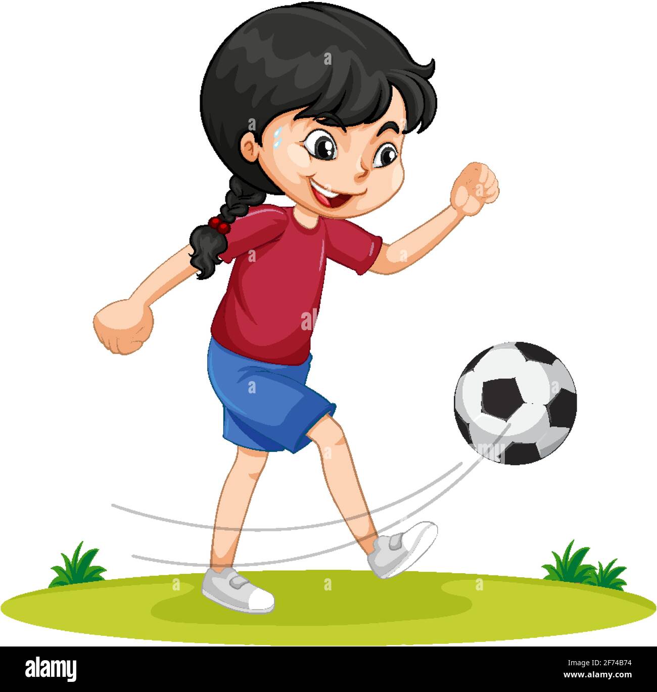 Cute Girl Playing Football Cartoon Character Isolated Illustration Stock Vector Image And Art Alamy 