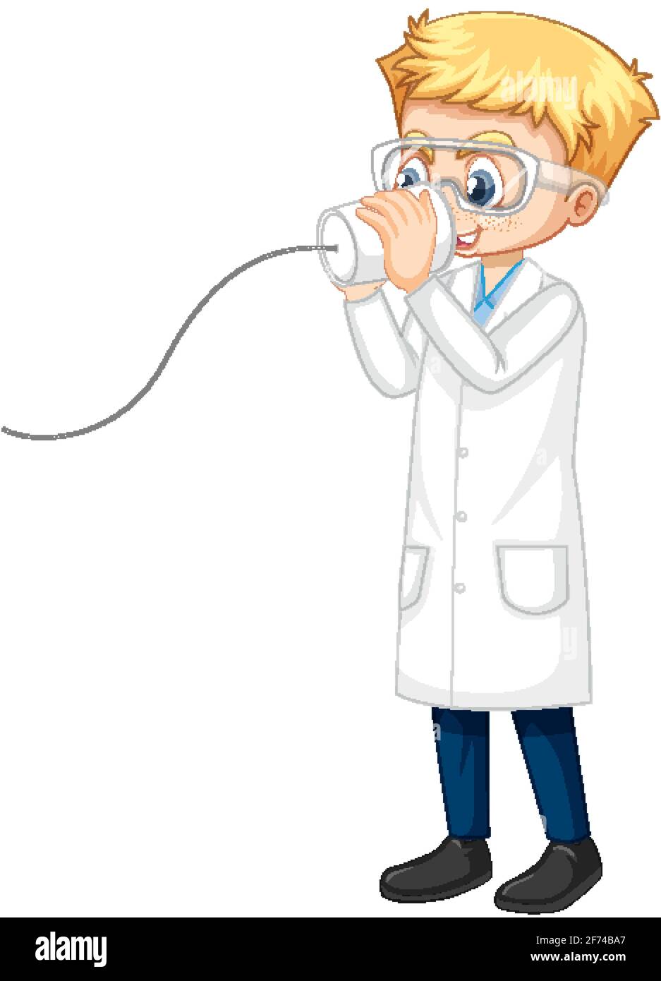 A boy wearing laboratory coat cartoon character illustration Stock ...