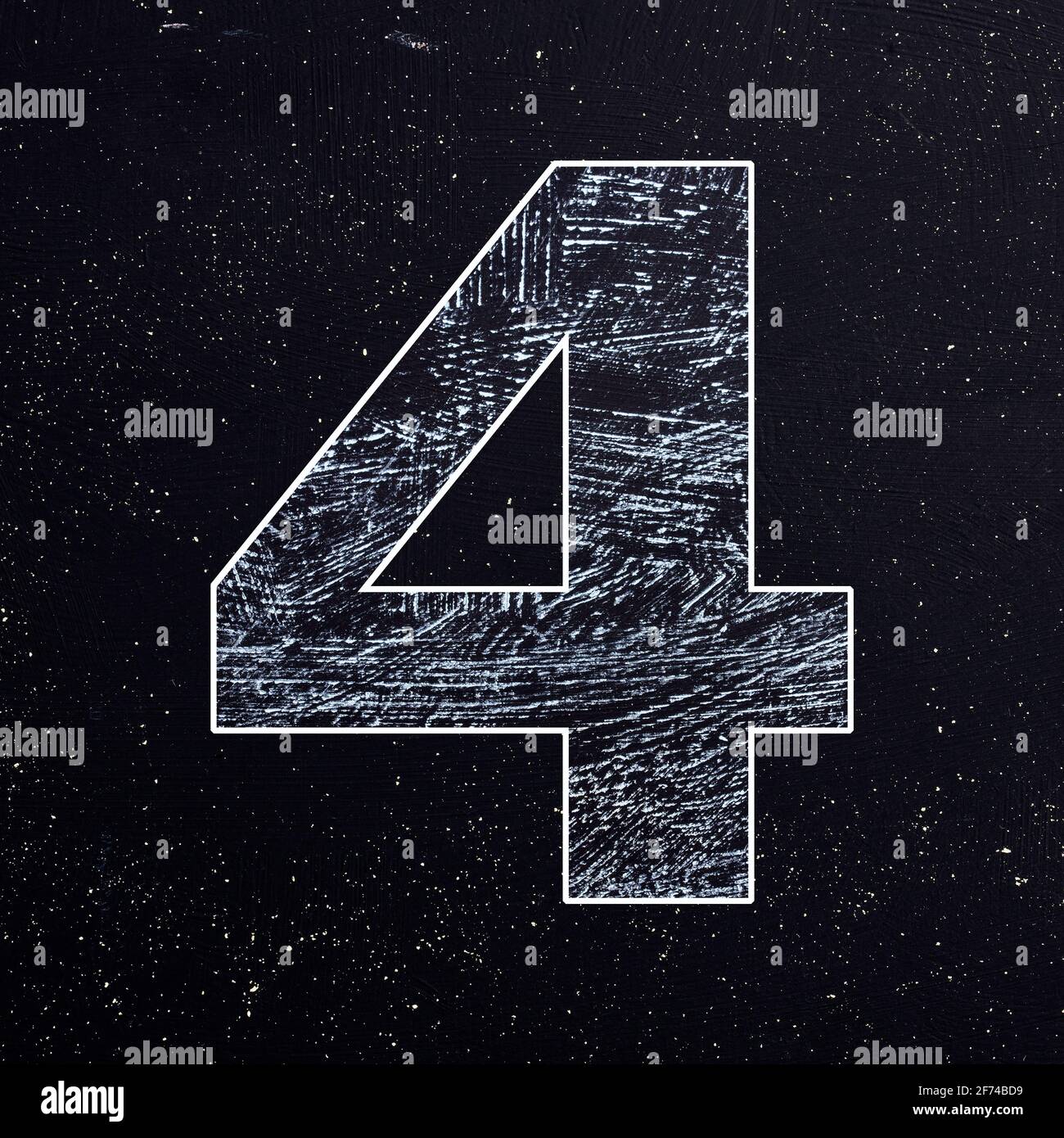 Four - Number written with chalk on the blackboard Stock Photo - Alamy