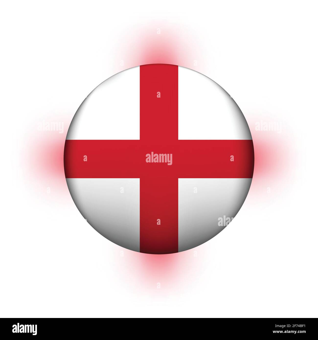 Glass light ball with flag of England. Round sphere, template icon ...