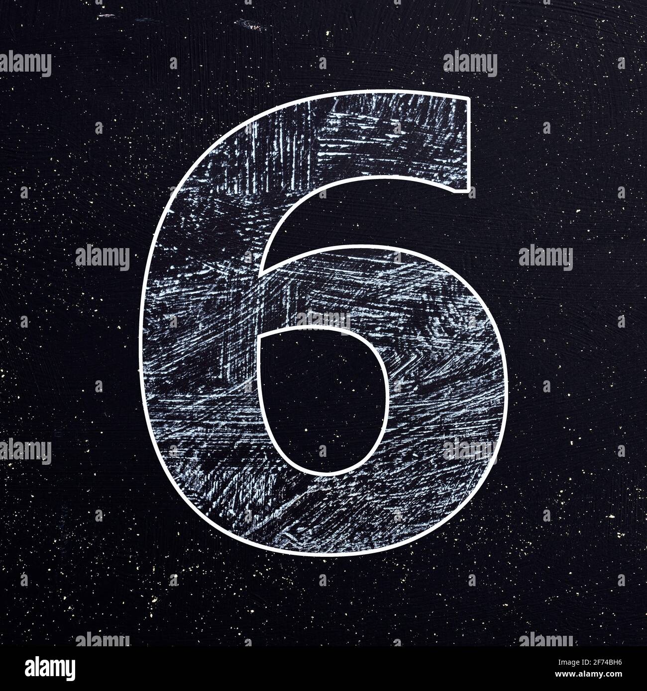 Six - Number written with chalk on the blackboard Stock Photo - Alamy