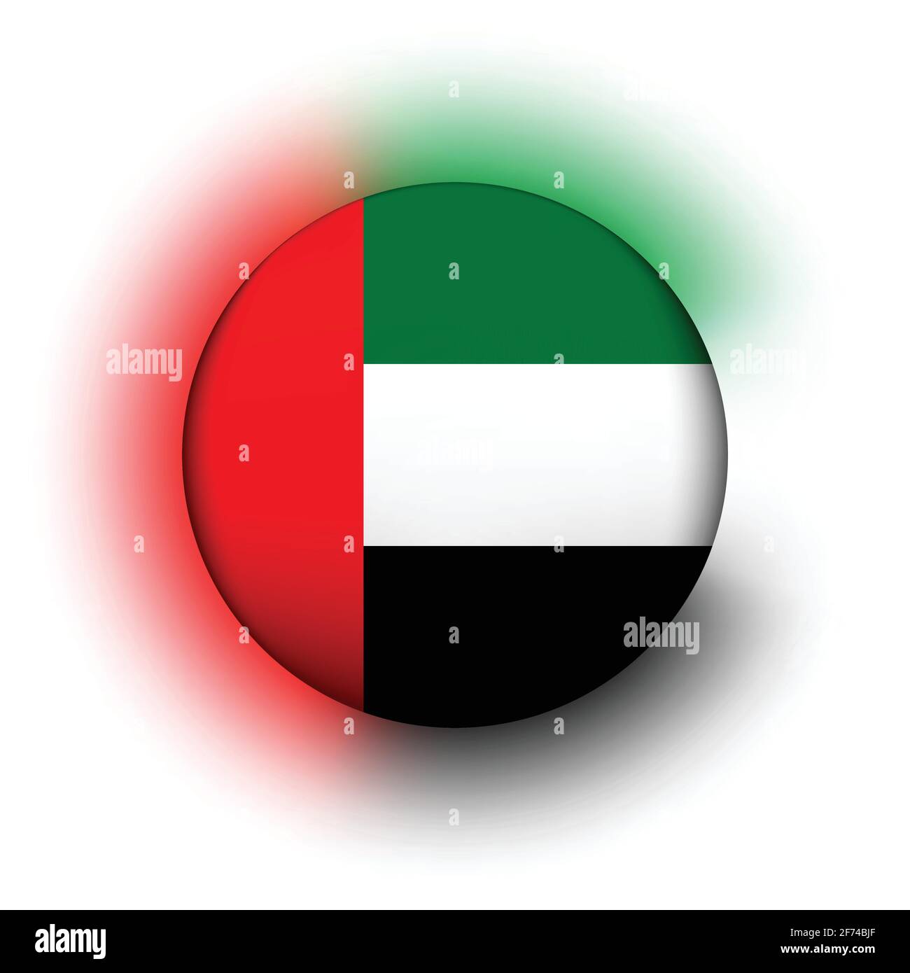 Glass light ball with flag of United Arab Emirates. Round sphere ...
