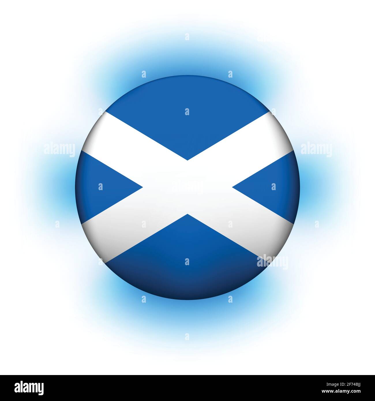 Glass light ball with flag of Scotland. Round sphere, template icon ...