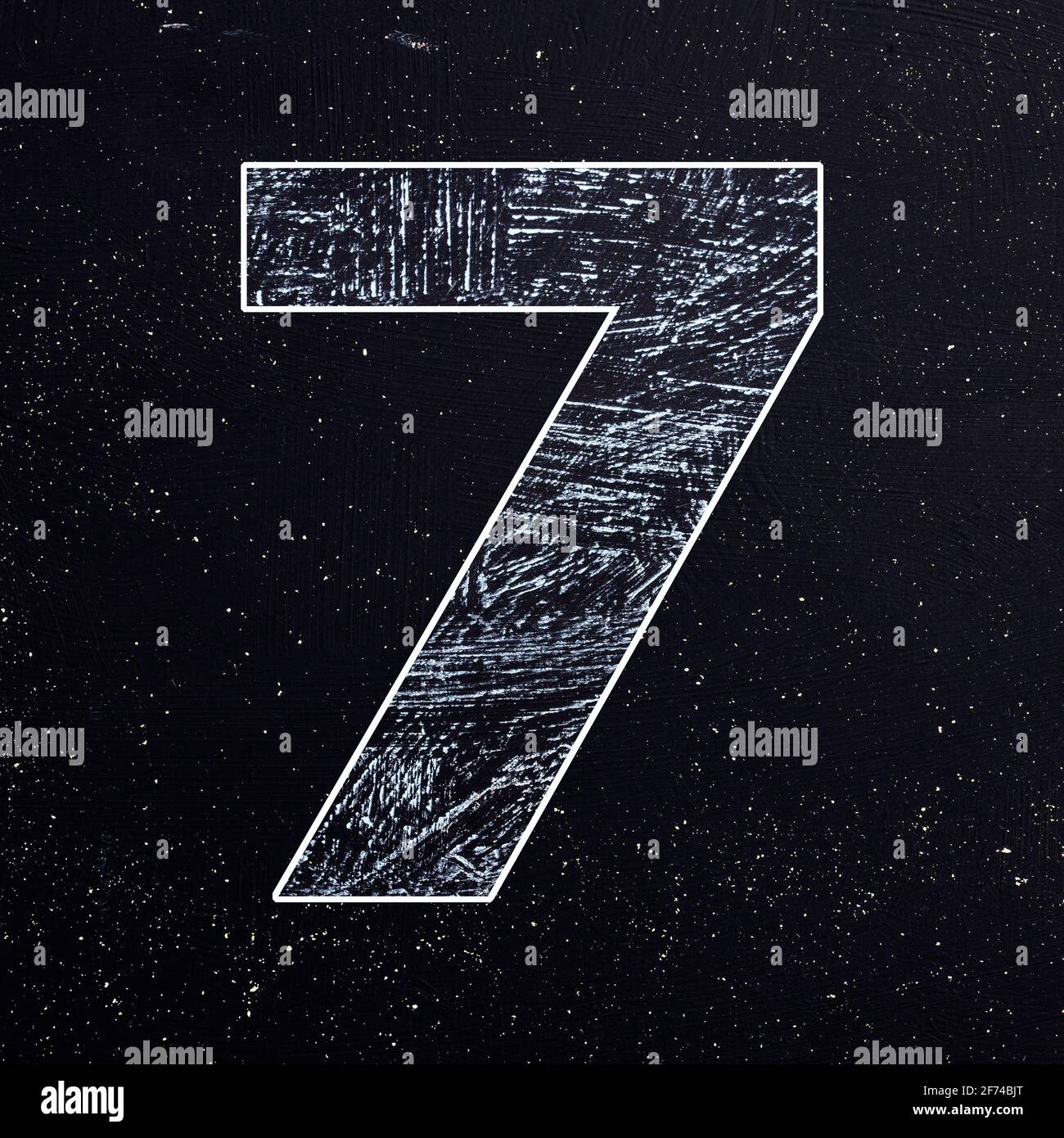 Number 7 written with chalk on the blackboard Stock Photo - Alamy