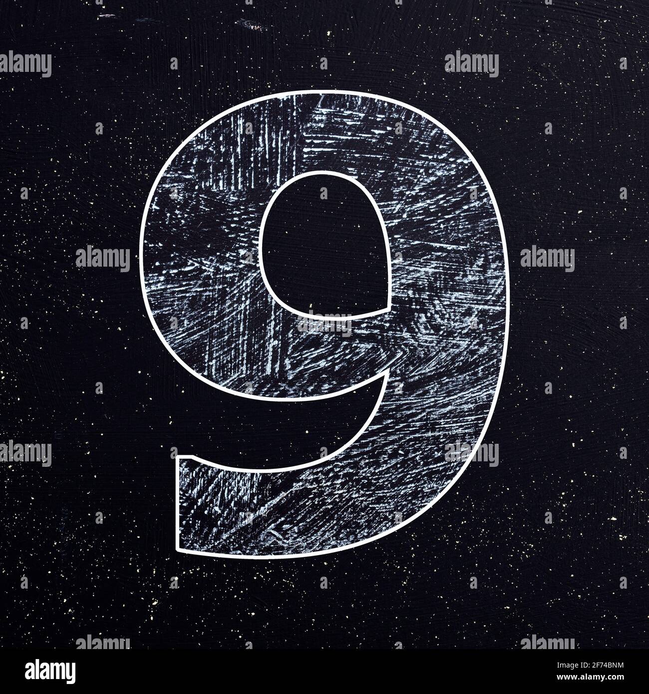 Number 9 written with chalk on the blackboard Stock Photo - Alamy