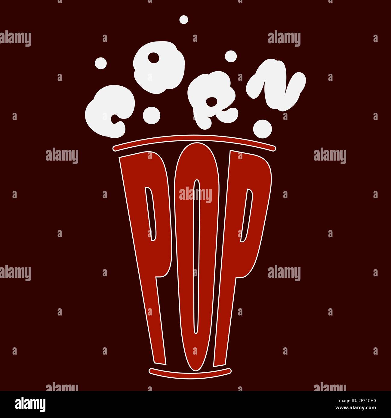 lettering popcorn logo with an inscription in the form of a glass and ...