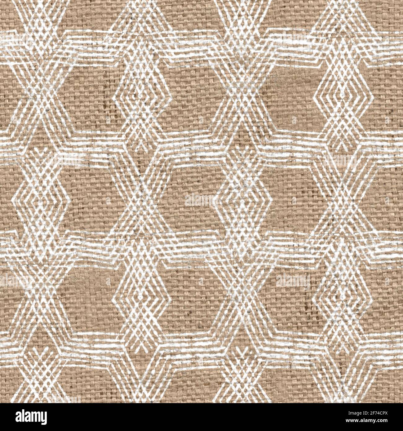 Seamless burlap with white paint pattern overlay Stock Photo - Alamy