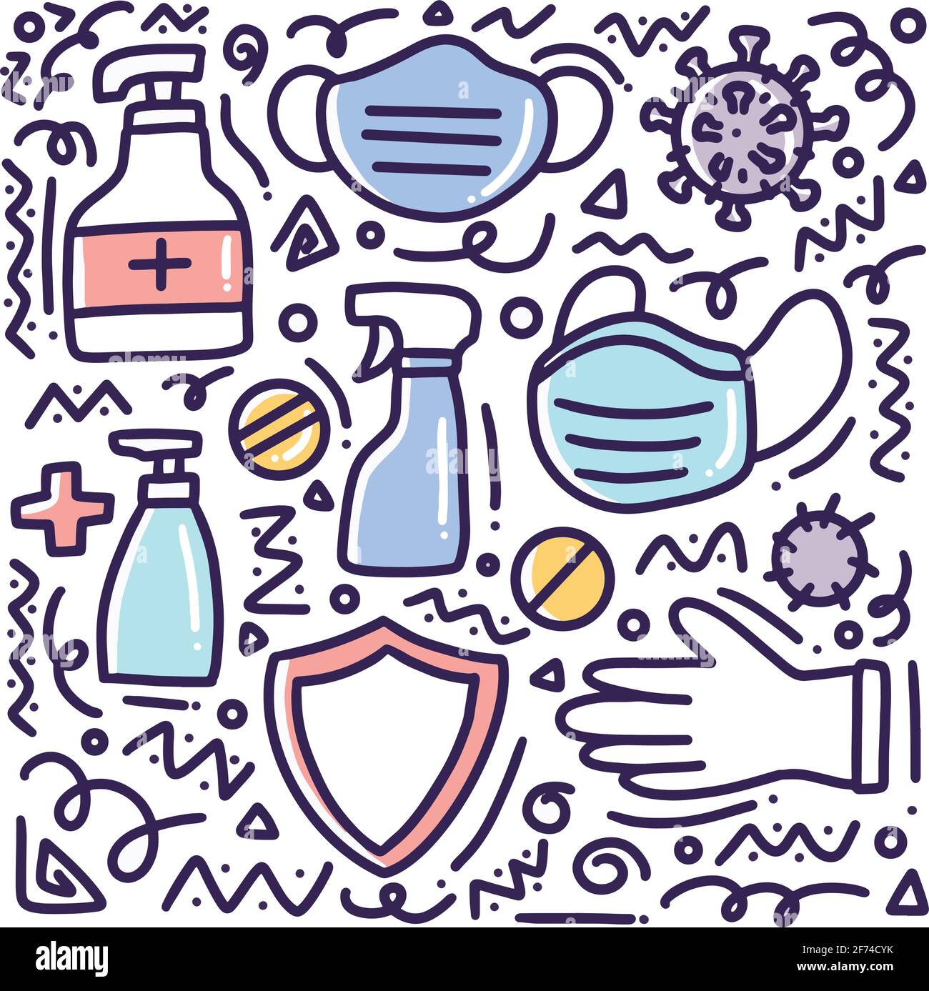Doodle Set Of Healthy Lifestyle Hand Drawing Stock Vector Image And Art