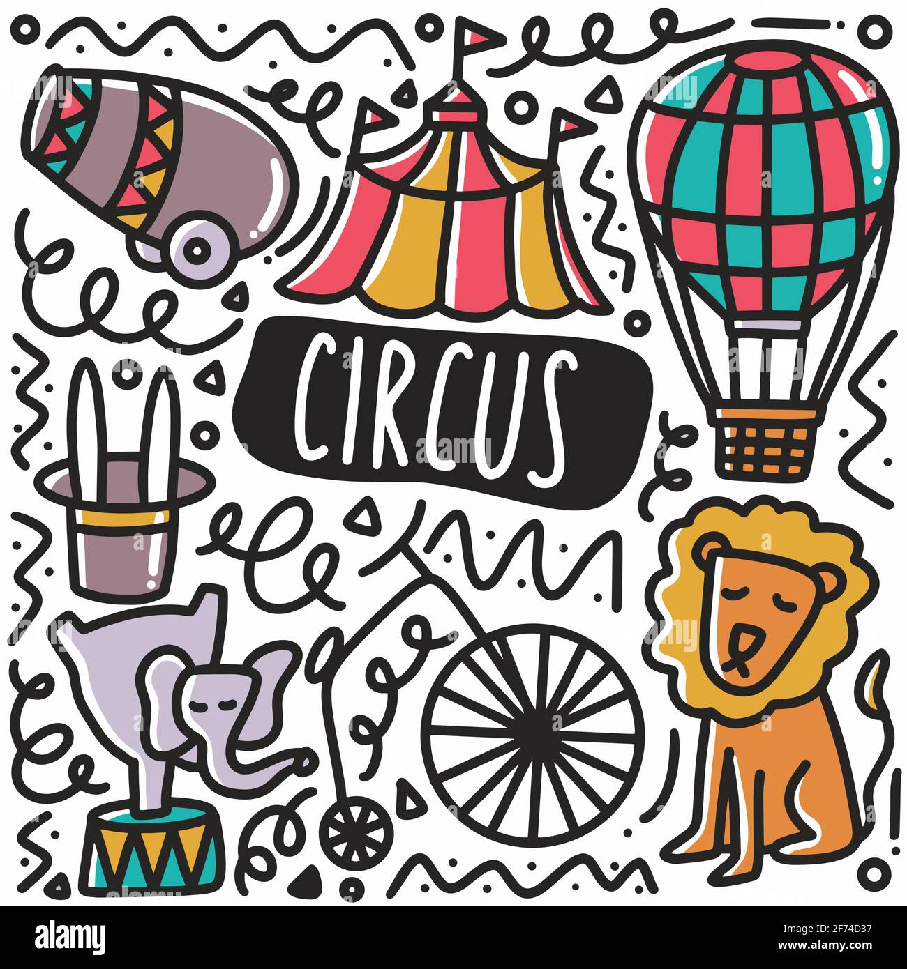hand drawn circus doodle set Stock Vector Image & Art - Alamy