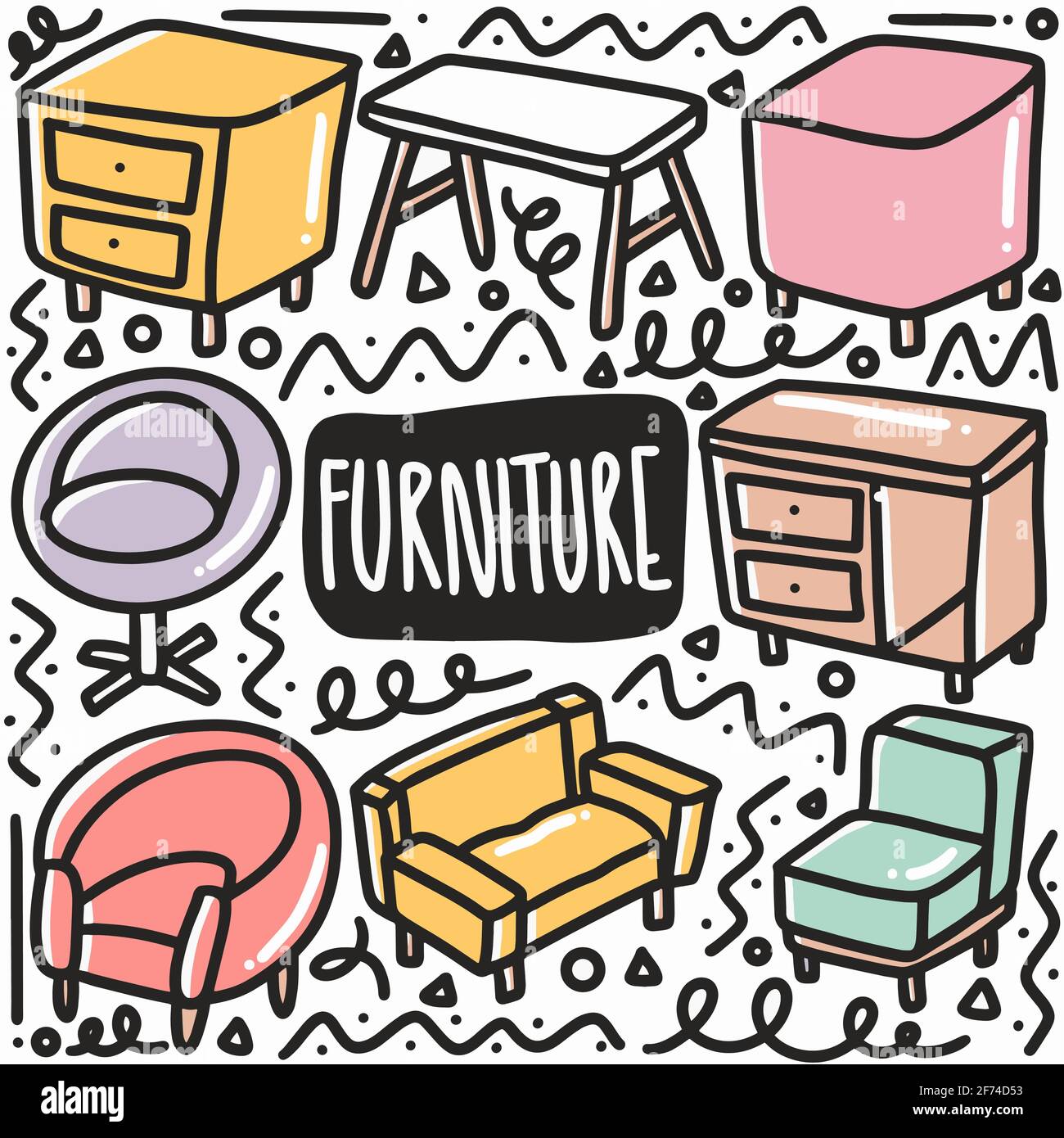 hand drawn furniture doodle set Stock Vector Image & Art - Alamy