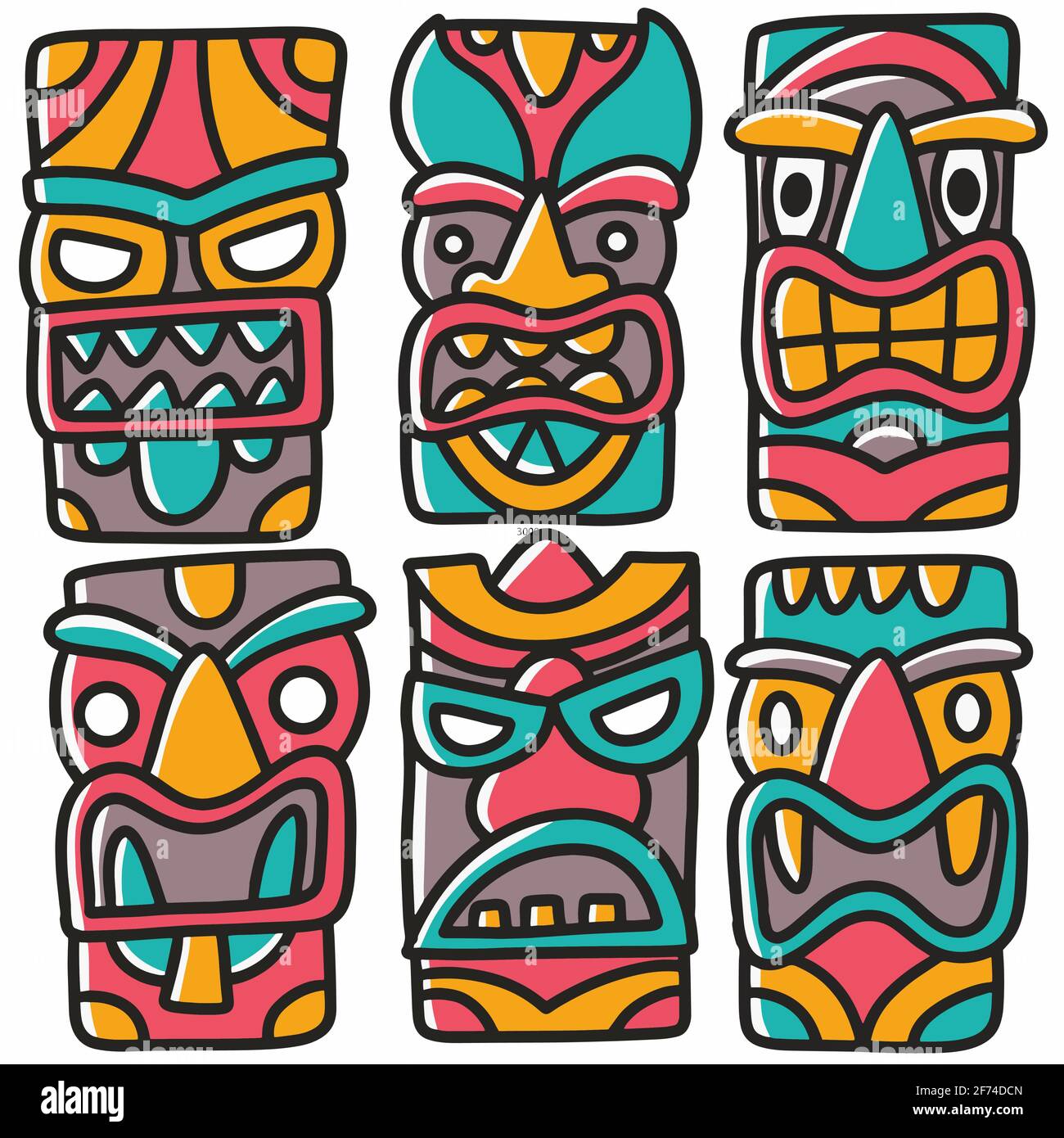 hand drawn wooden mask doodle set Stock Vector Image & Art - Alamy