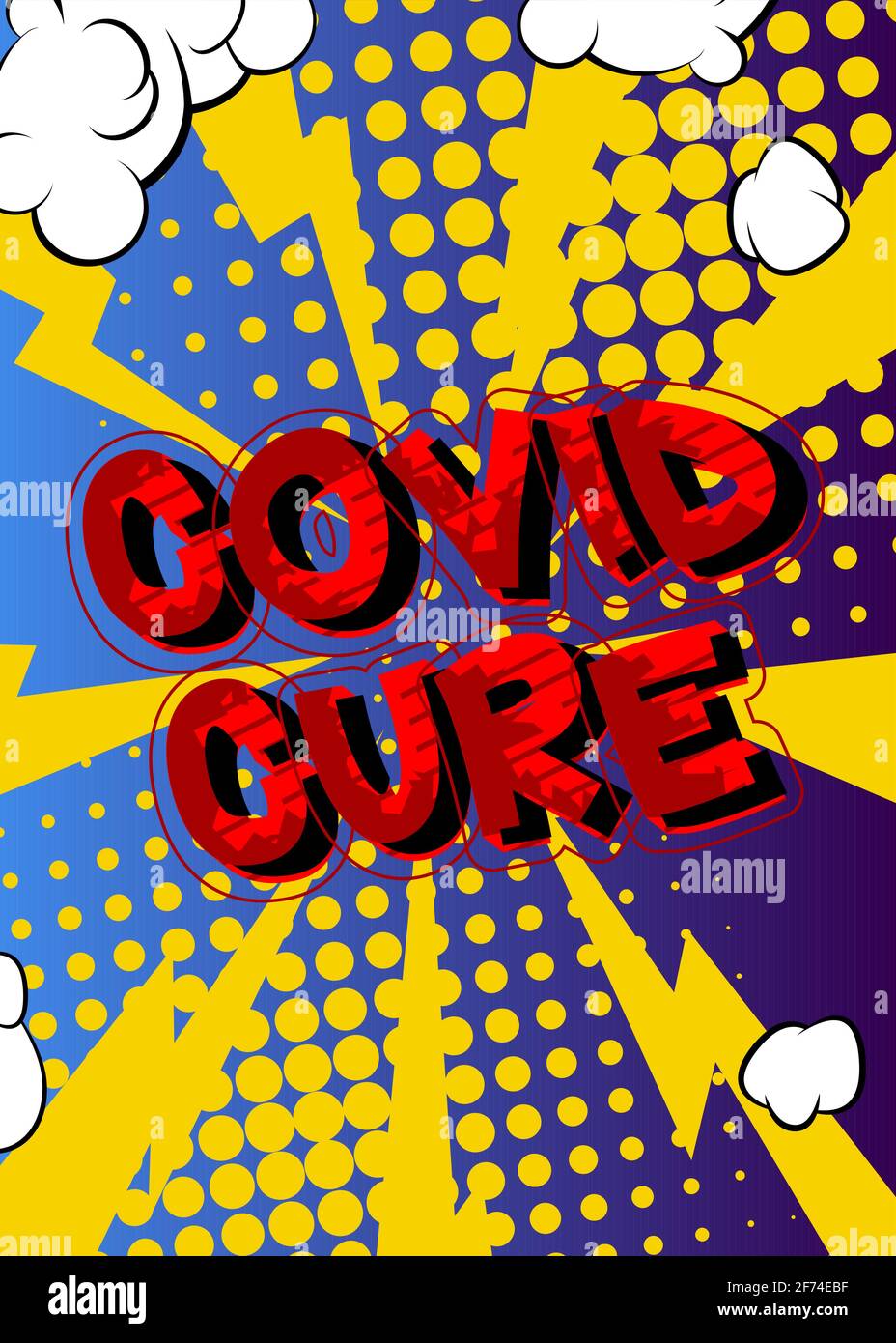 Covid Cure - Comic book style text. Illness, medical and infection ...