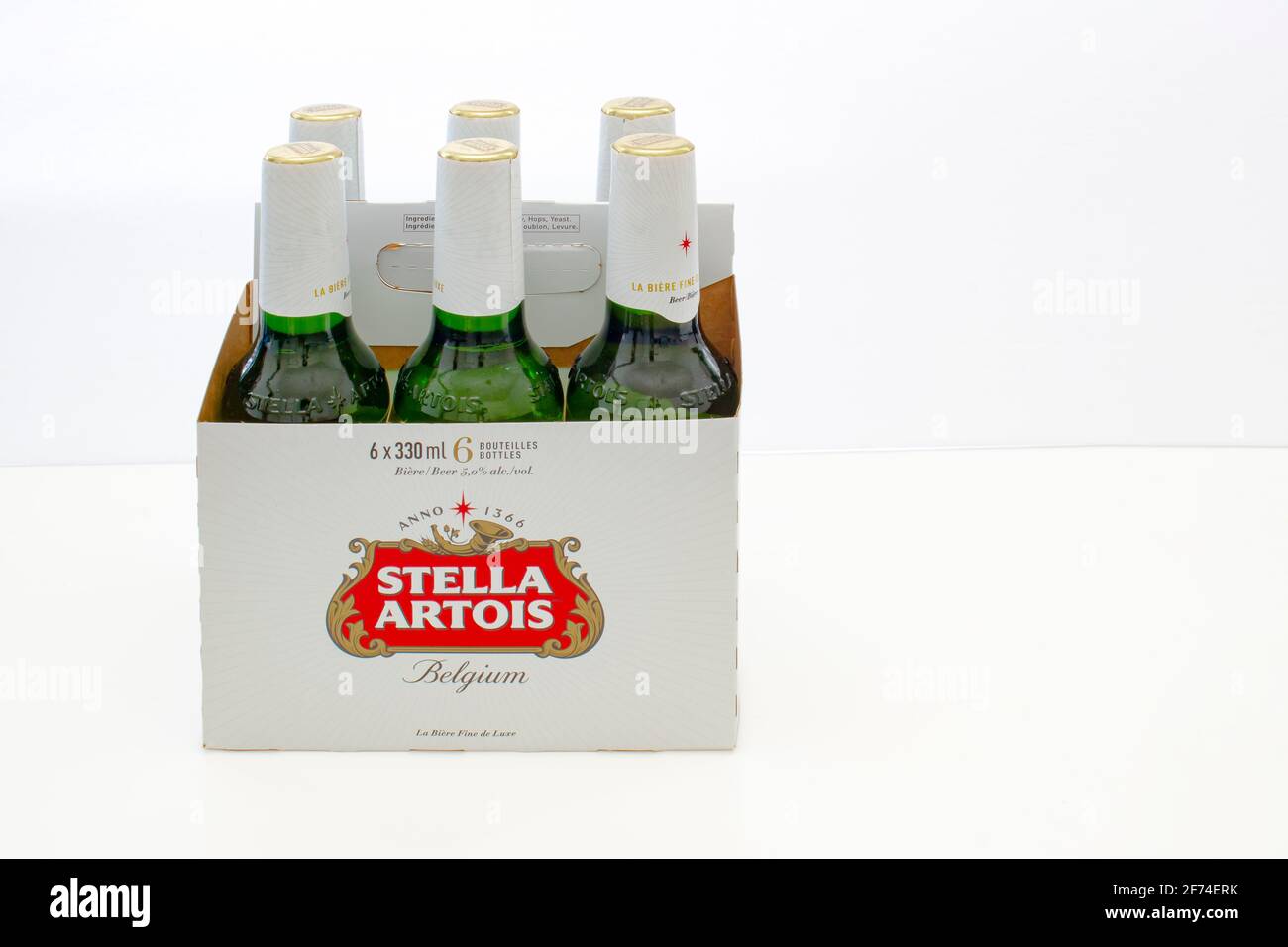 Calgary, Alberta, Canada. March 3, 2021. A Dutch Stella Artois a ...